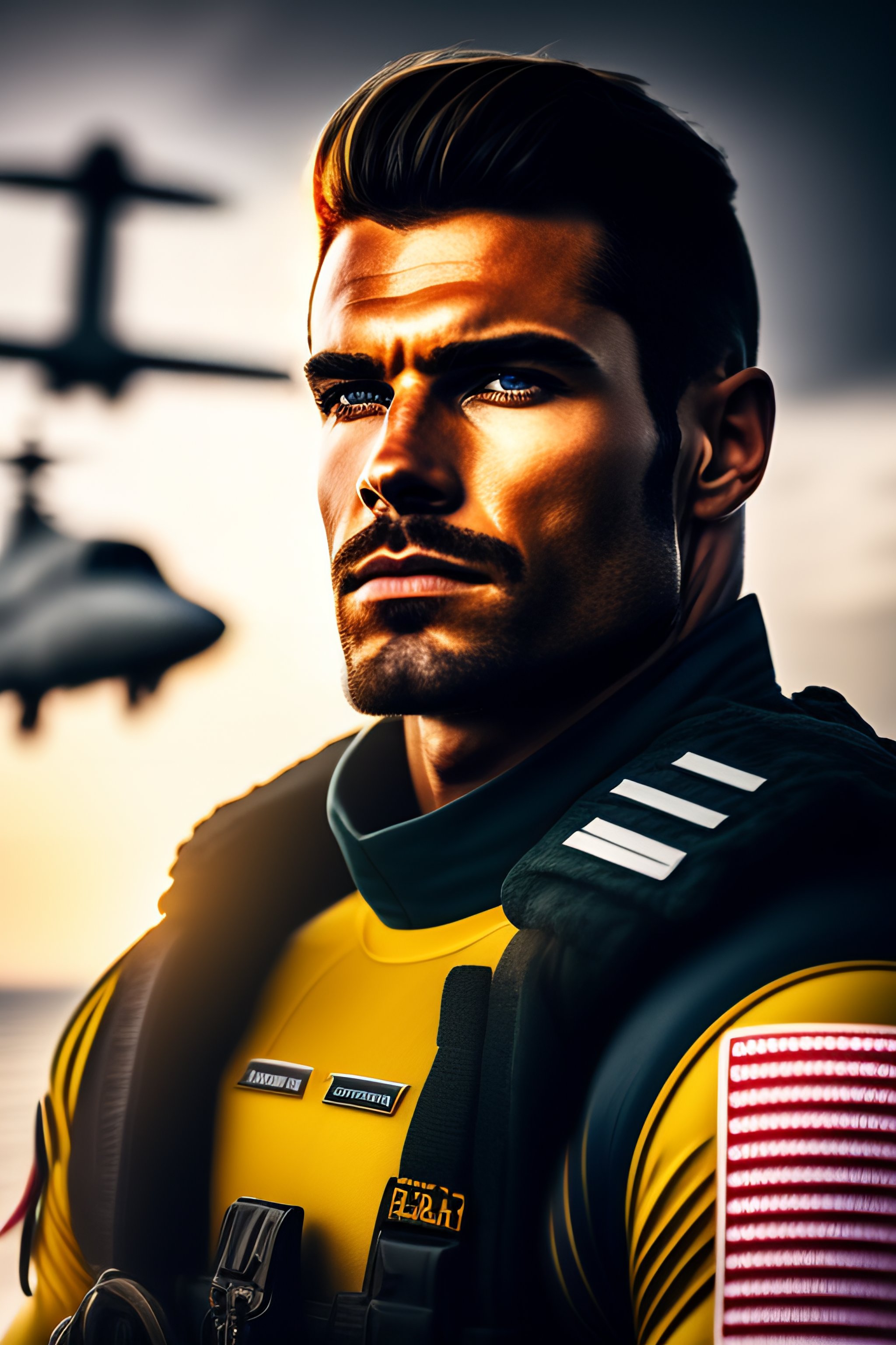 Lexica - Portrait of a us navy seal, majestic, on aircraft carrier ...