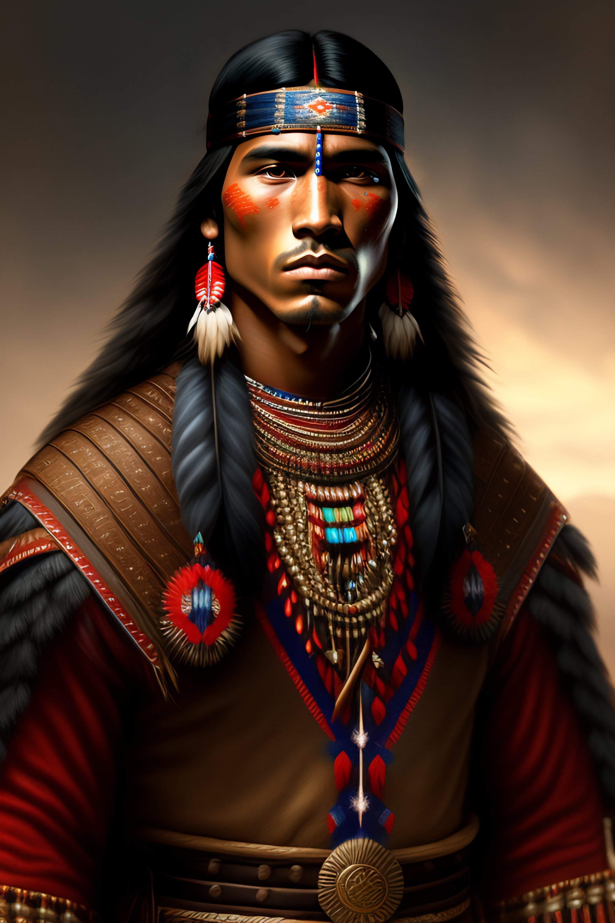 Lexica - Poor young native american warrior american 1890s, , highly detailed, digital painting ...