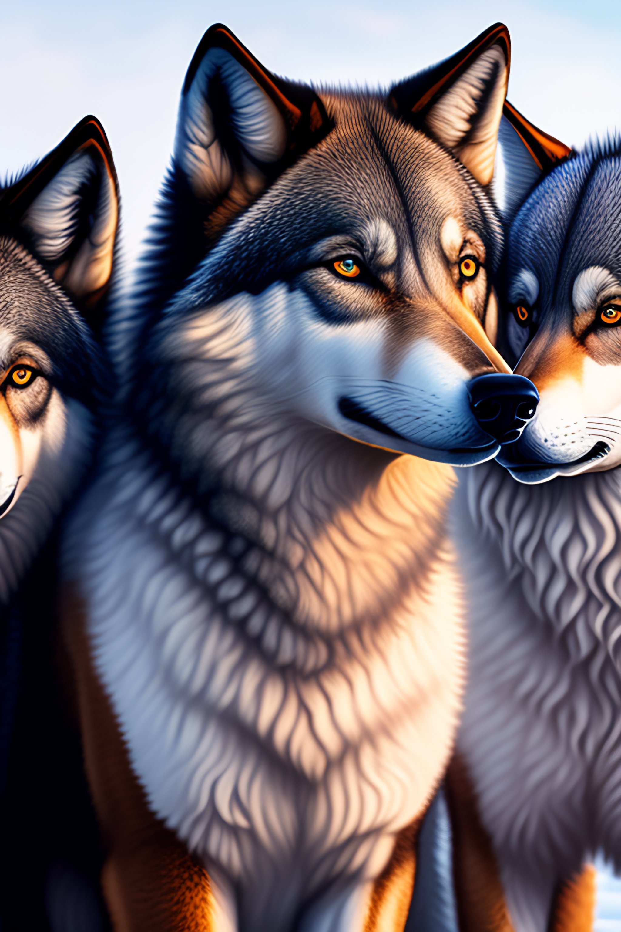 Lexica - Three cuddly little wolves with soft fur and fluffy tails who ...