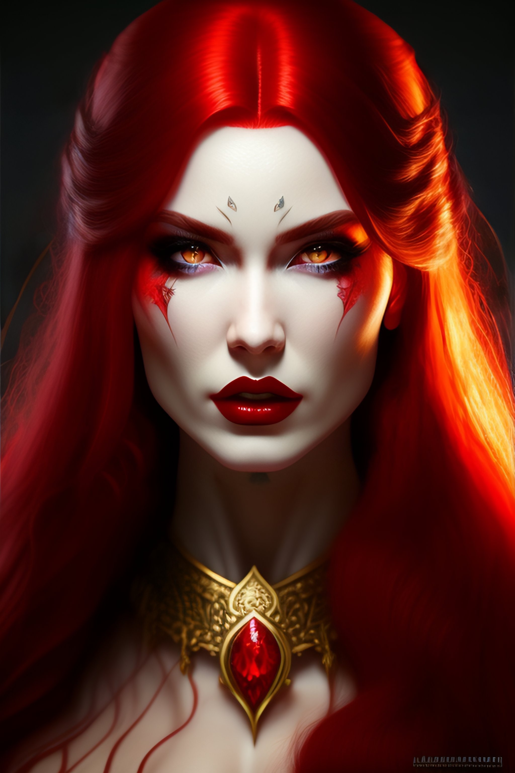 Lexica - Red Haired Goth Queen, Artgerm, mystical, fierce woman, ruler ...