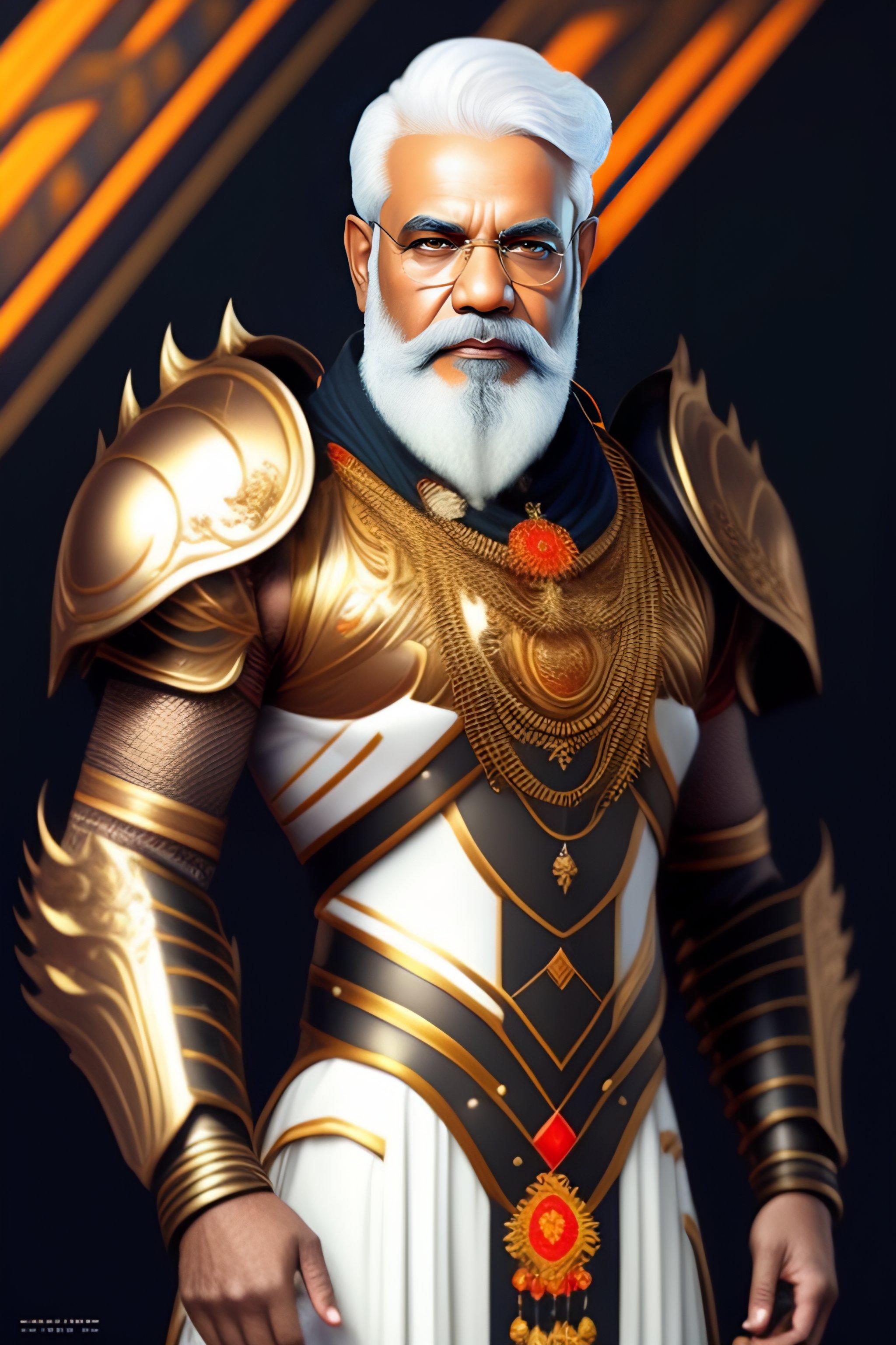 Lexica - Full body portrait of narendra modi goth cyborg with white ...