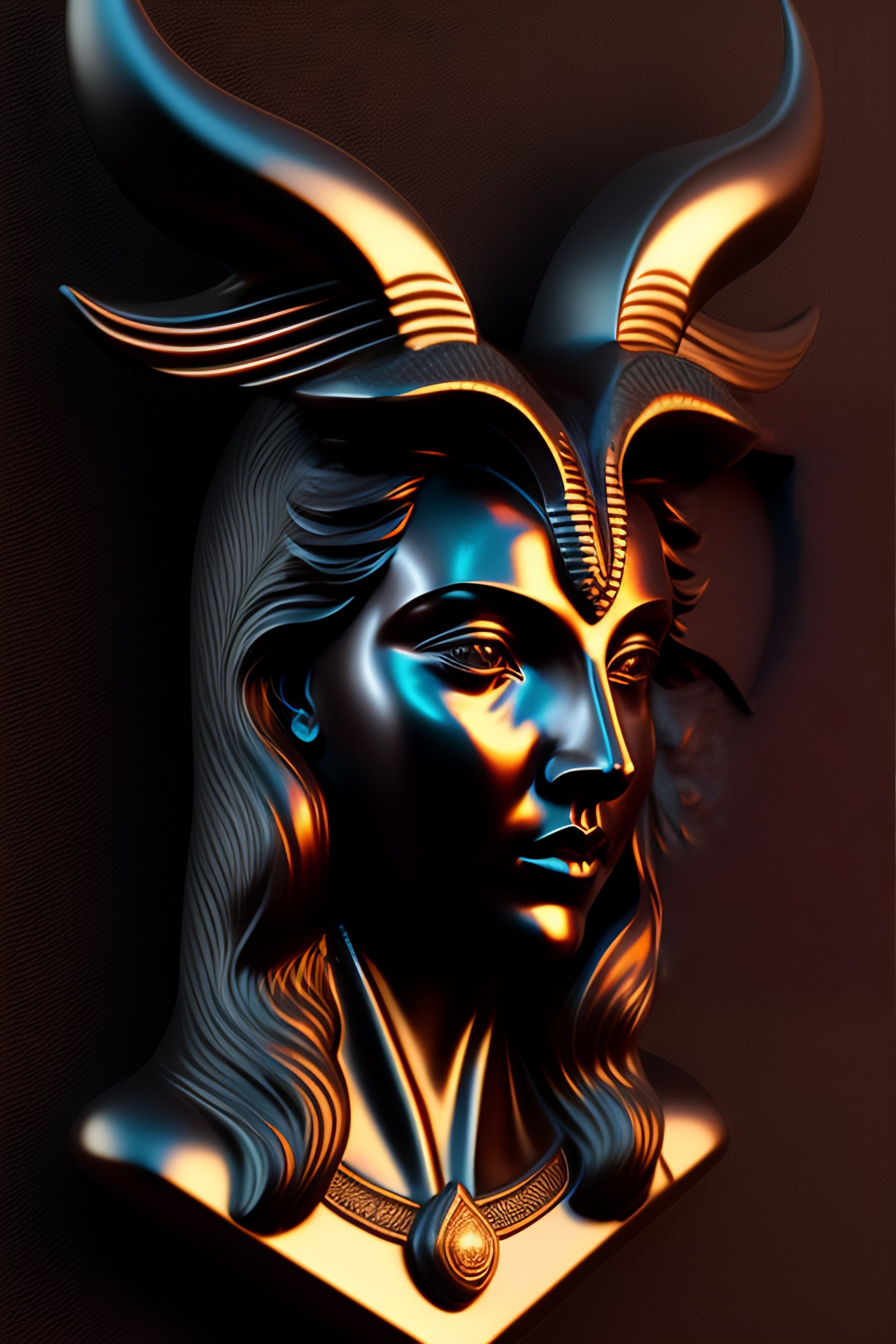 Lexica - Create a carved face of baphomet black and rosegold portrait