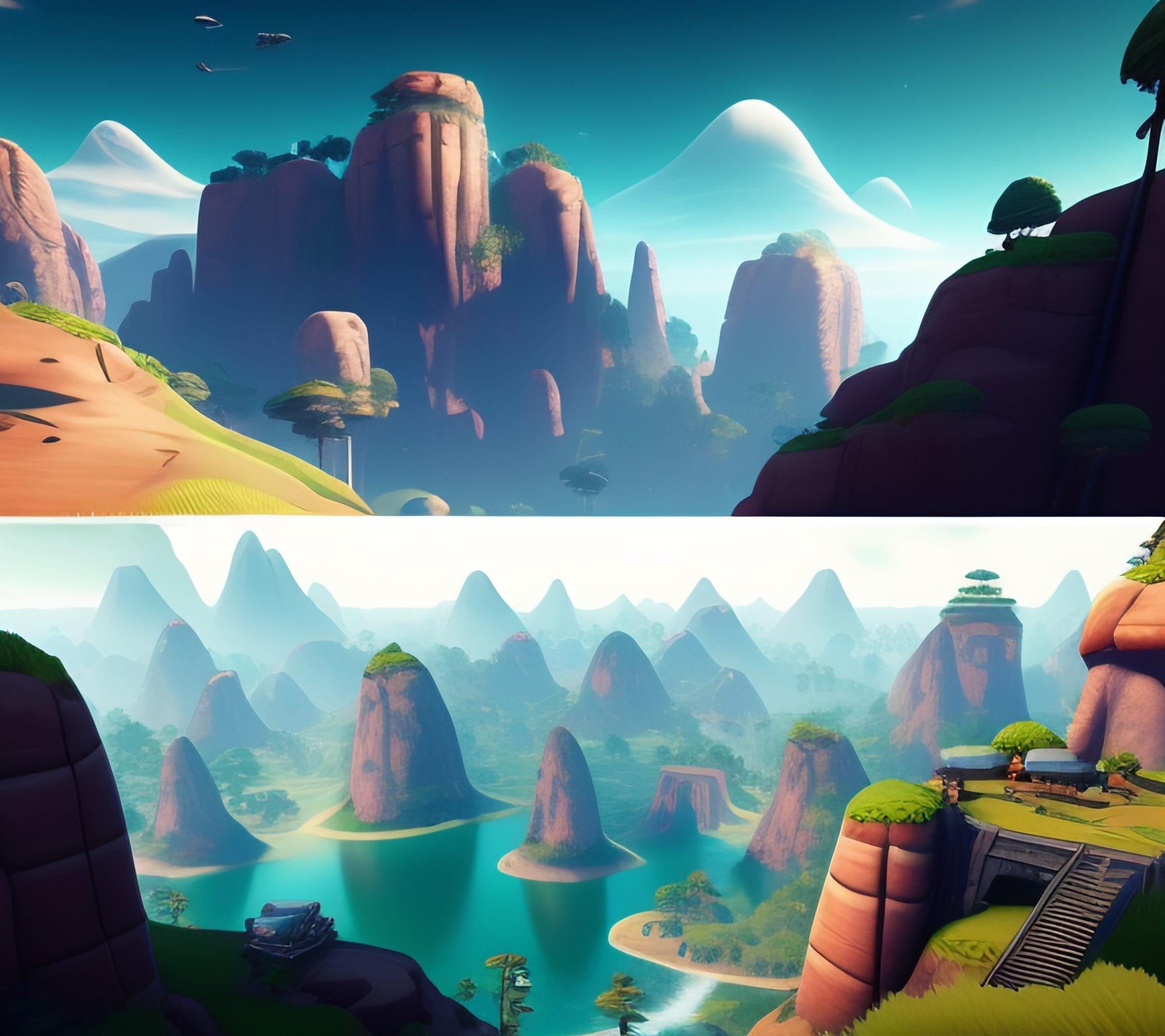 Lexica - Environment, Fortnite and overwatch style , rocks mountains ...