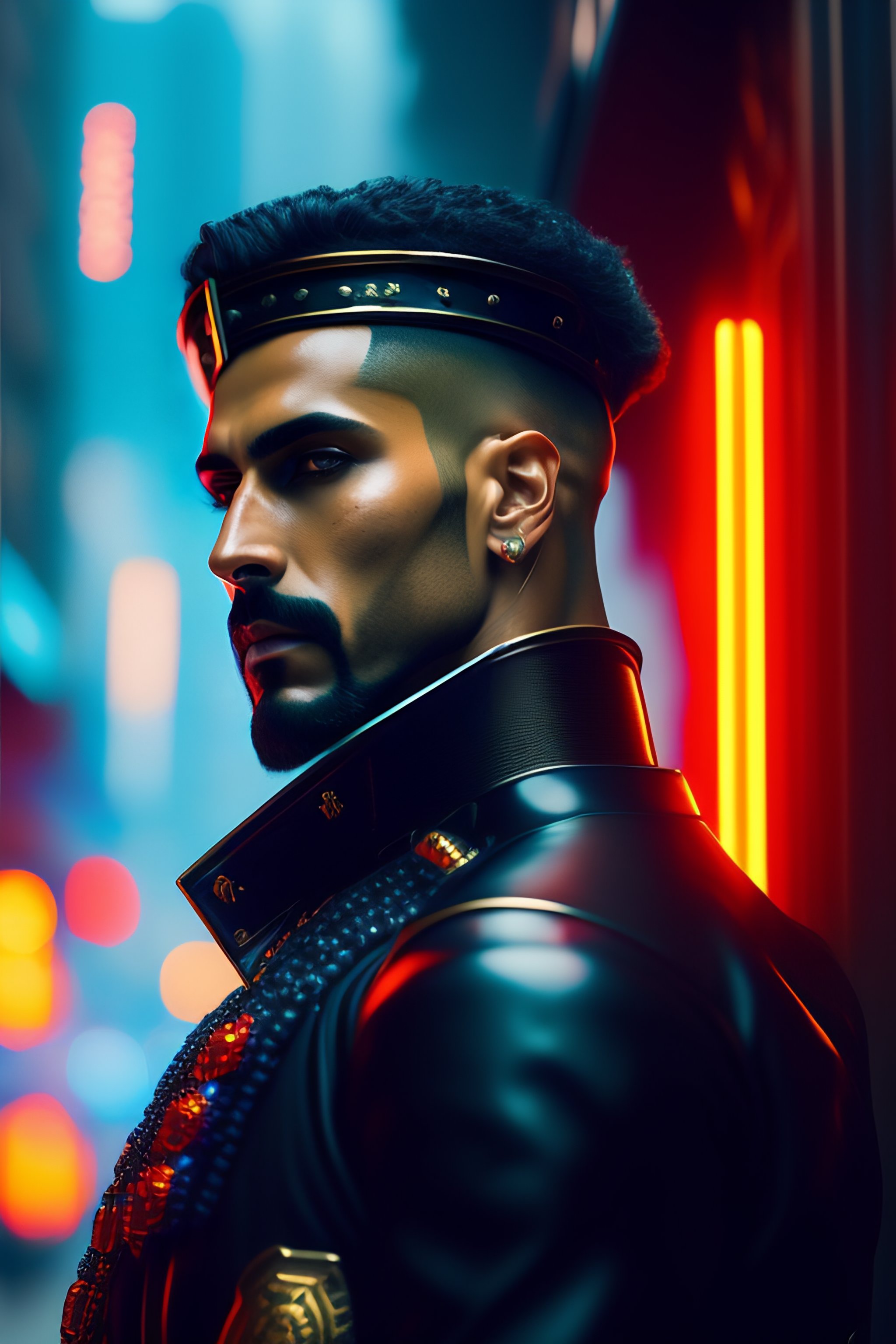 Lexica - Menacing Cyberpunk policeman towering with robotic stilt legs ...