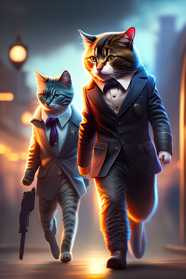 Lexica - Two gangster cat walking with a guns, ultra hd, cinematic ...