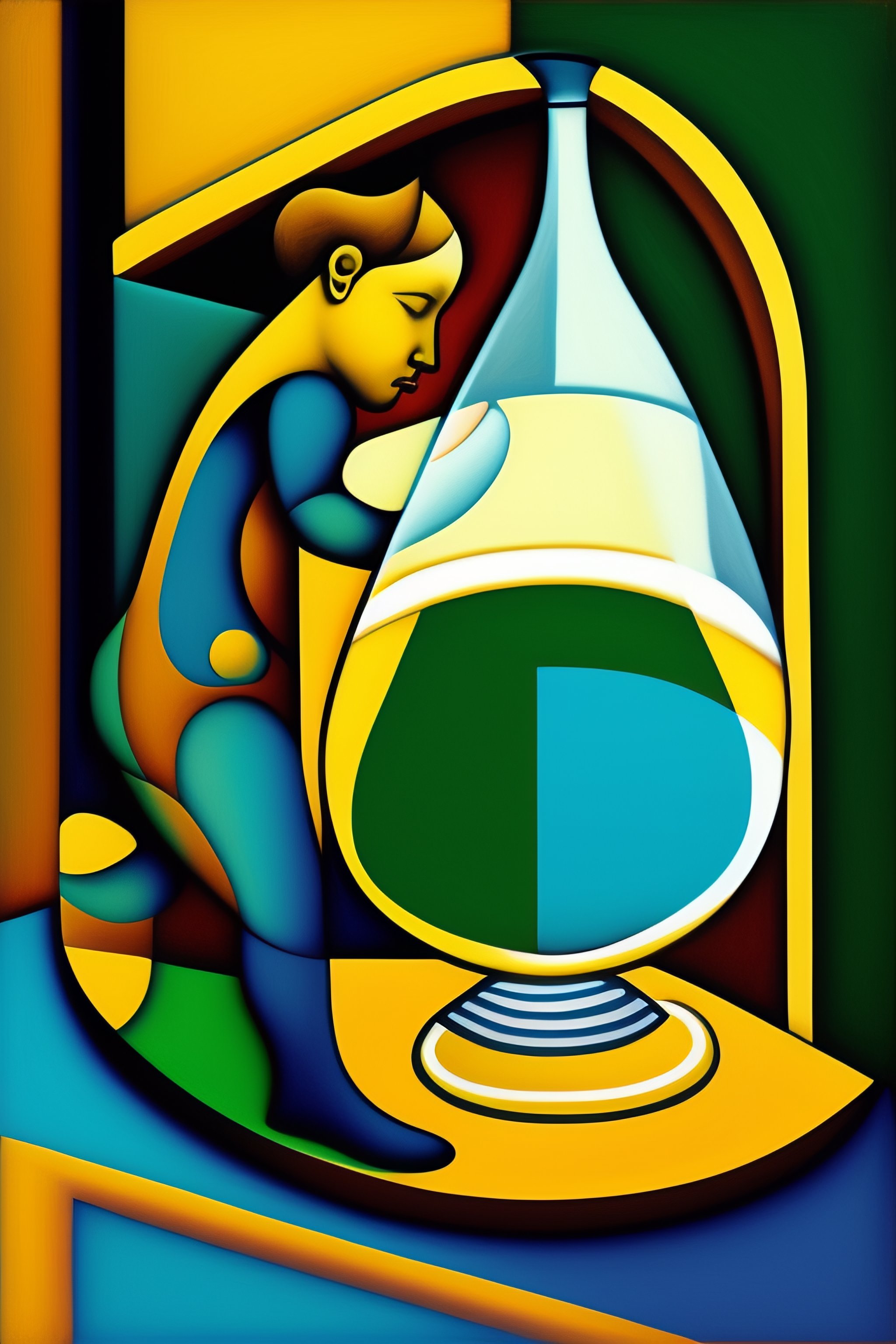 Lexica - A tiny diver diving into a huge glass filled with white wine ...
