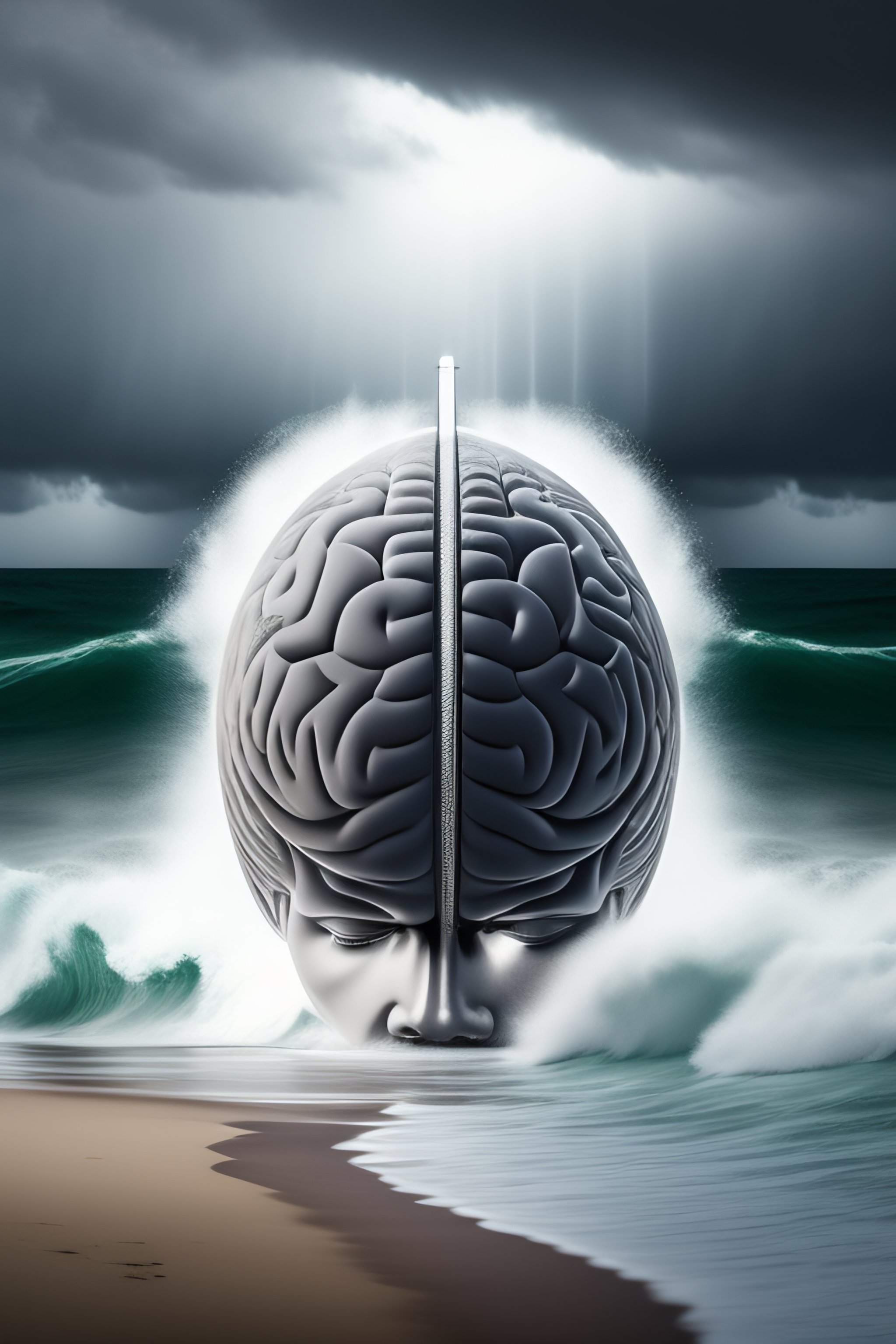 Lexica - A realistic grey human brain connected with two eyes is ...