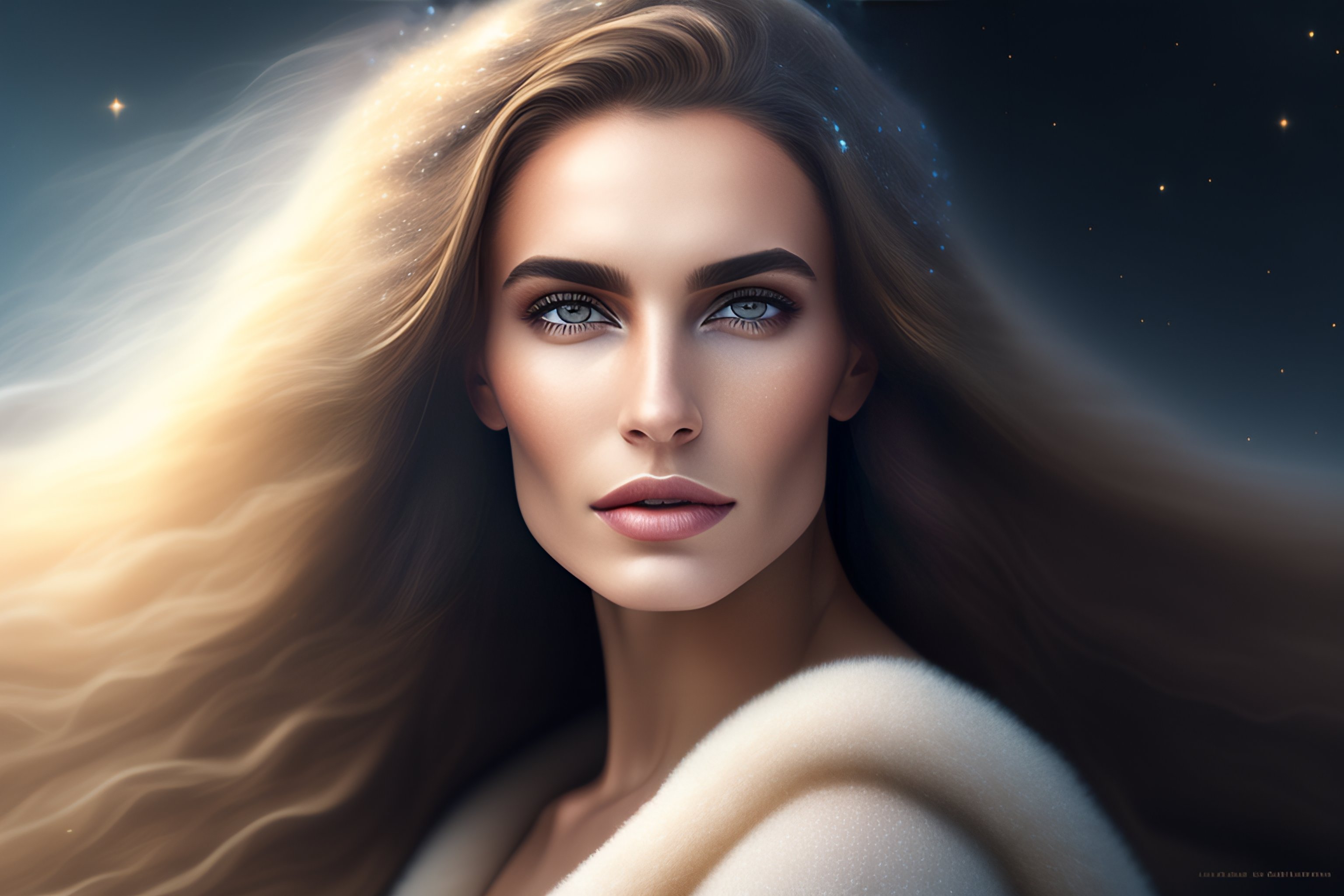 Lexica - Her face pale and swarthy, large gray eyes under round ...