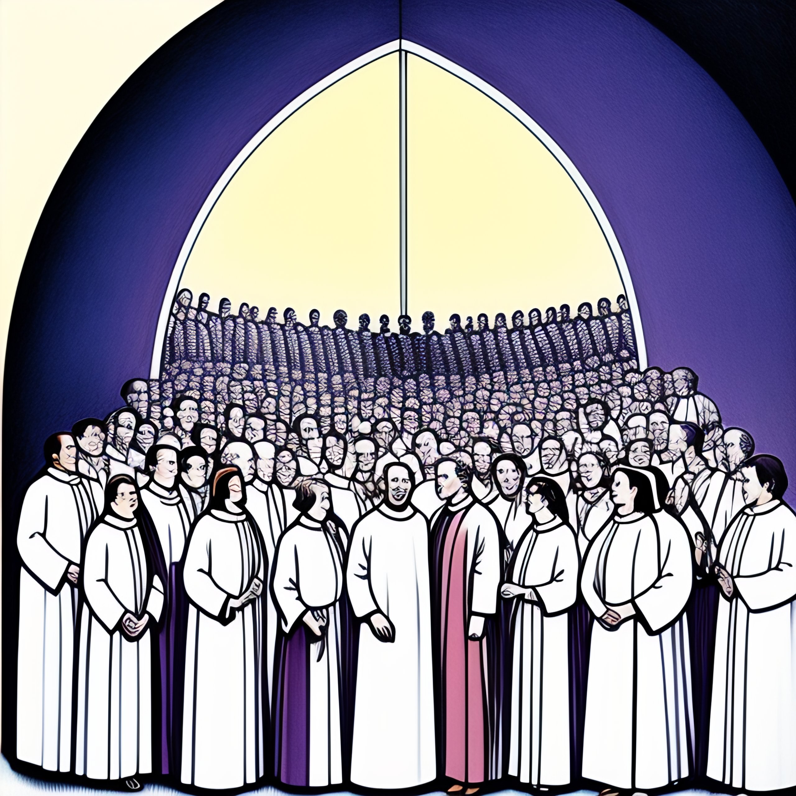 Lexica - Church choir wearing white robes underneath james turrell ...