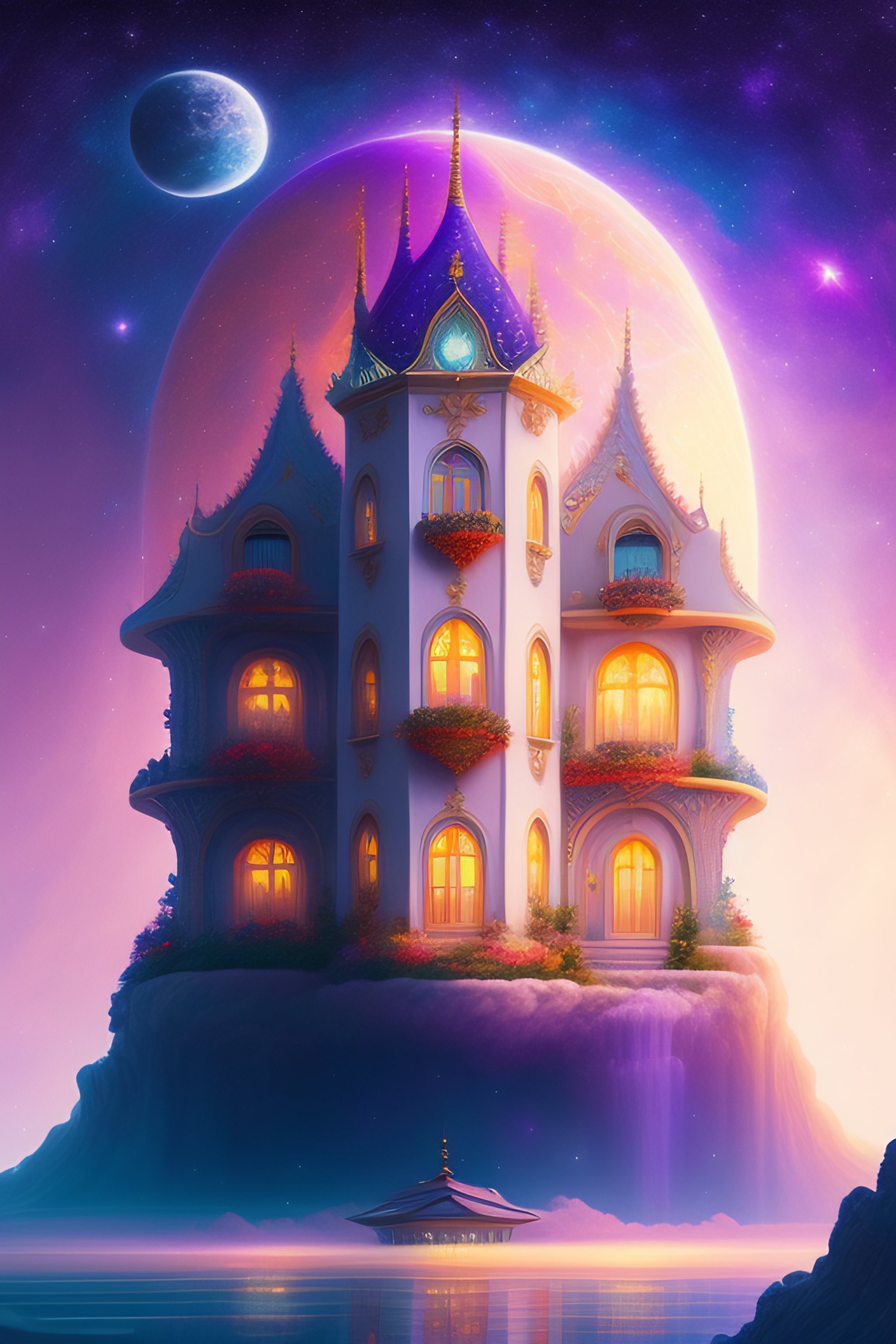 Lexica - A house in the middle of galaxy, universe fulfilling the ...