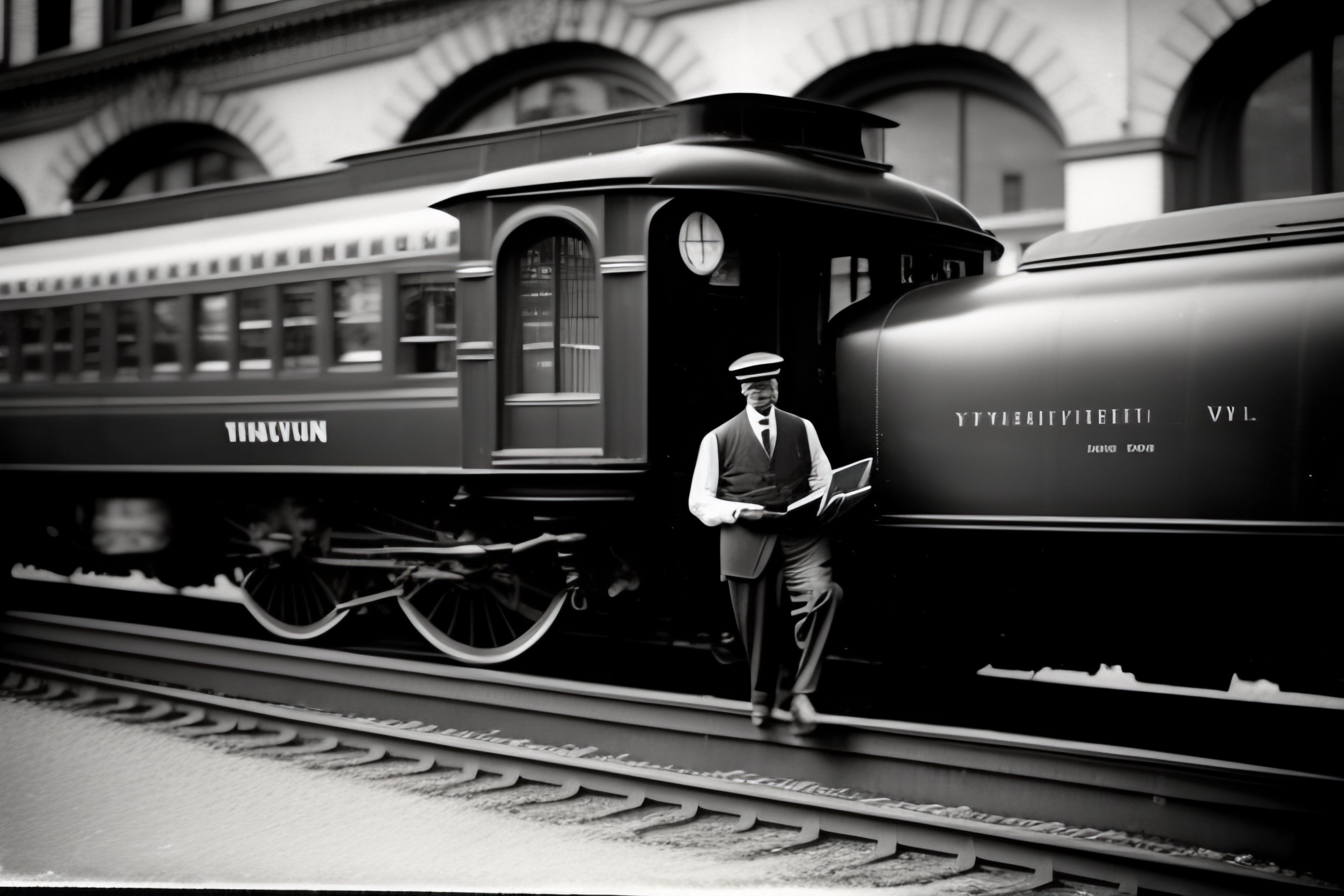 Lexica - Vintage black and white photo, year 1910, boston train station ...