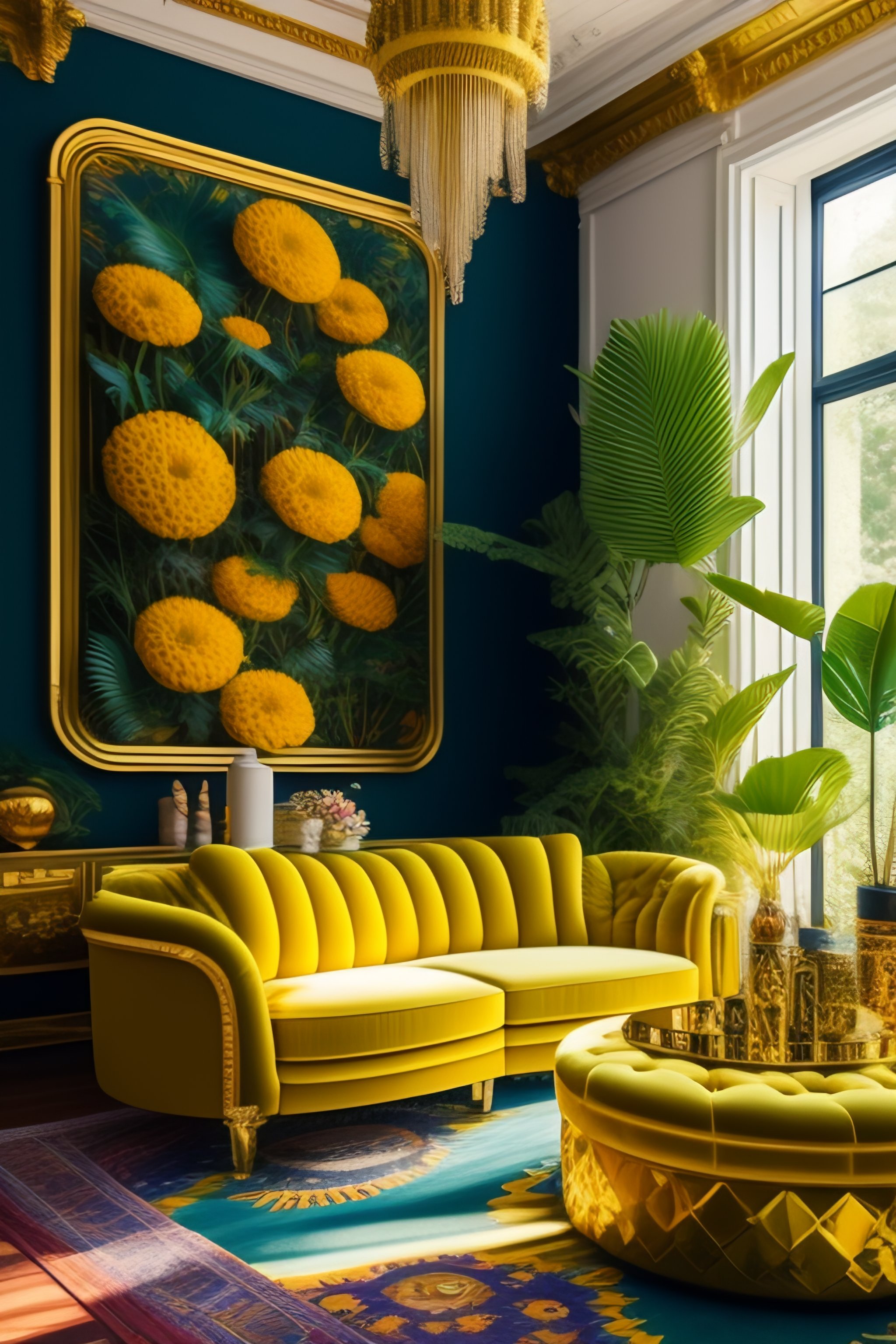 Lexica - Photo by Architectural Digest: Maximalist yellow {vaporwave ...