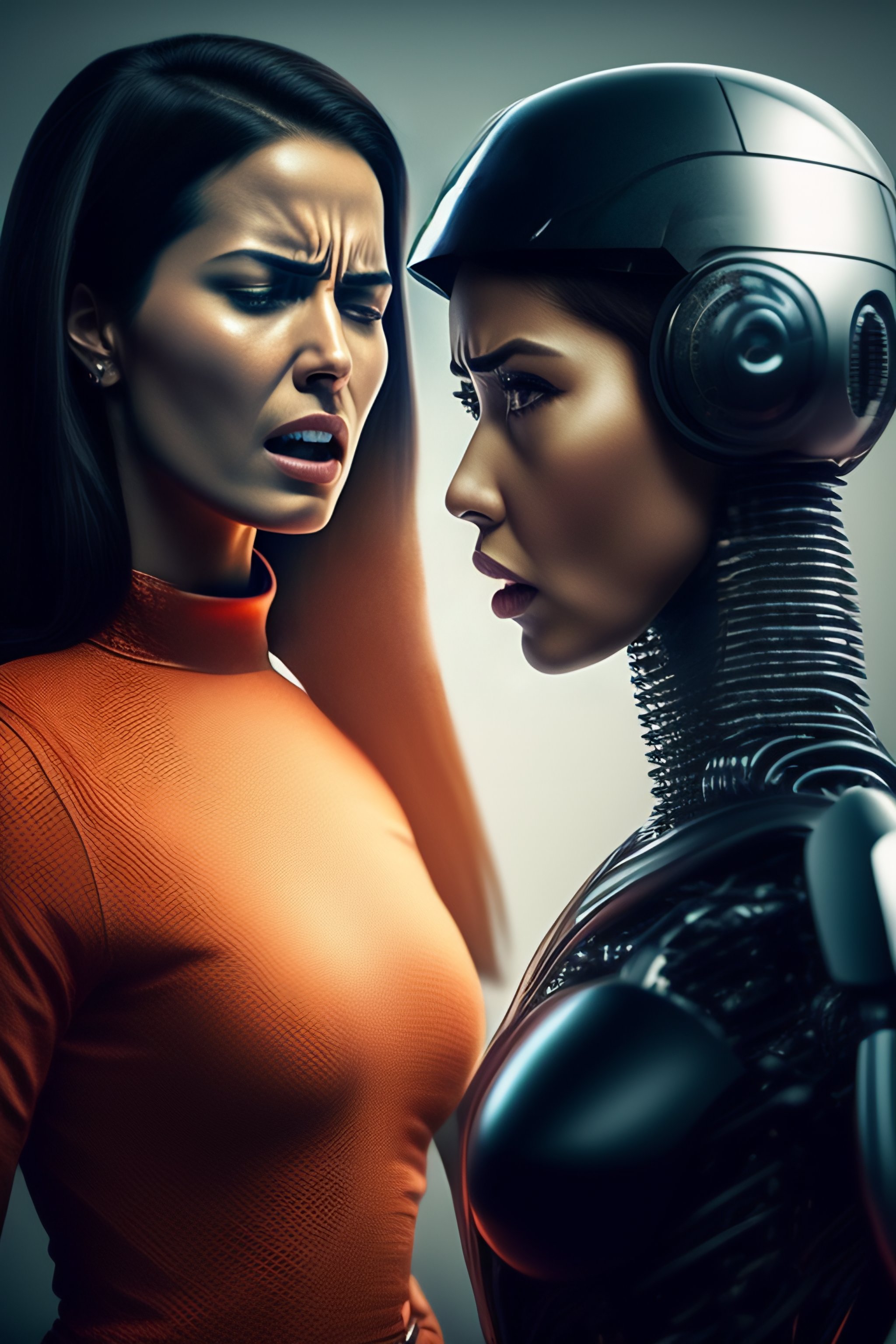 Lexica - Woman in anguish being consumed by an artificial intelligence ...