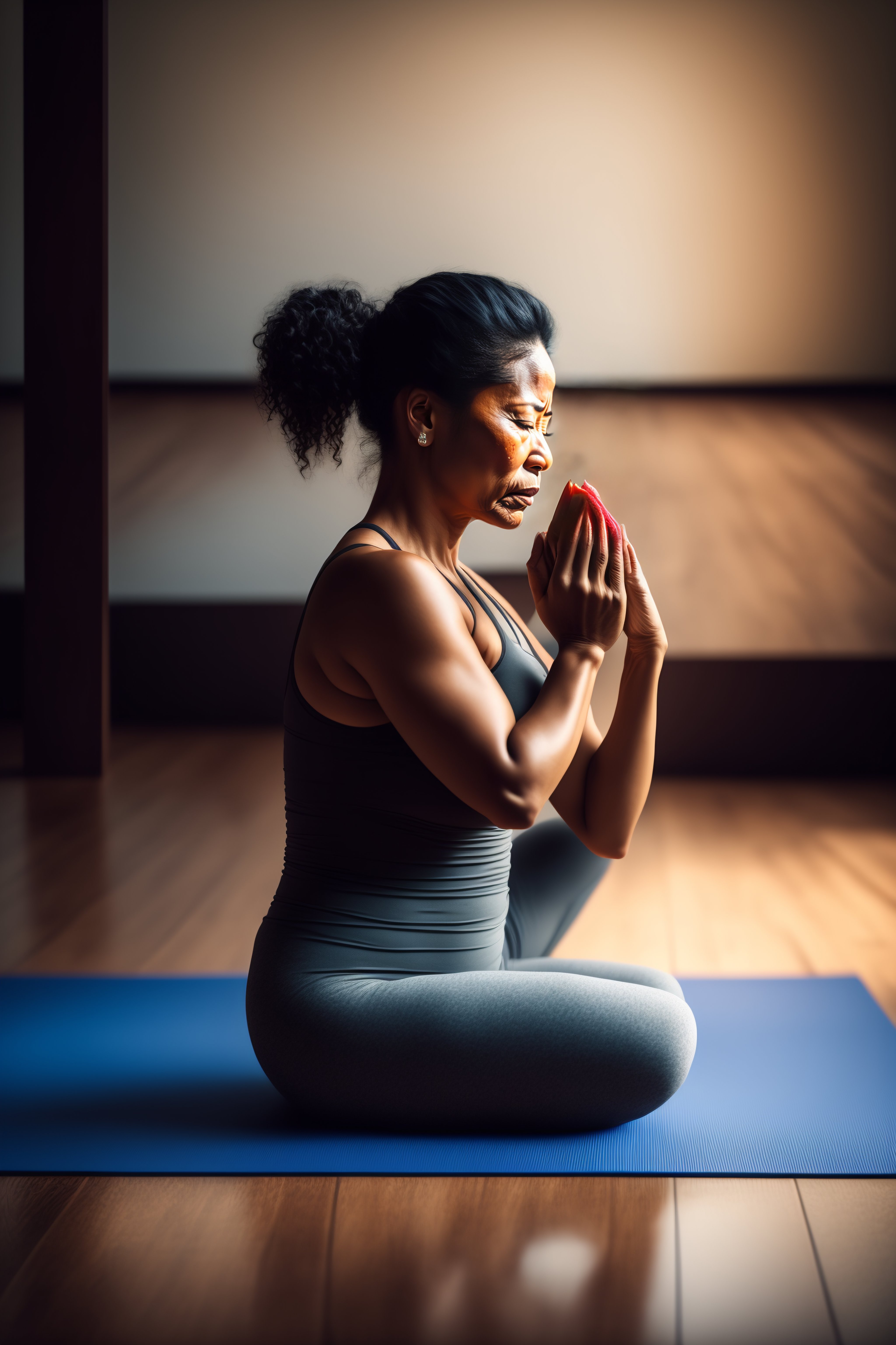 Lexica - Crying woman doing yoga