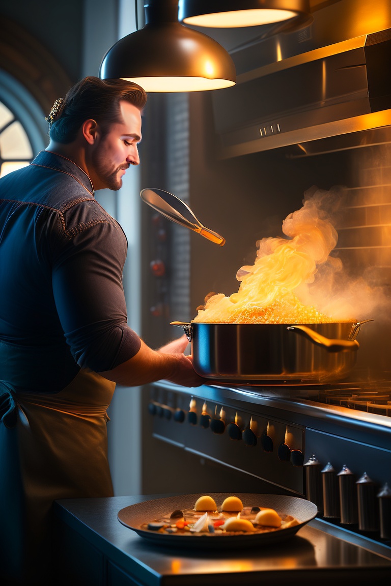 Lexica - French style kitchen, chef cooking tacos, very realistic photo ...