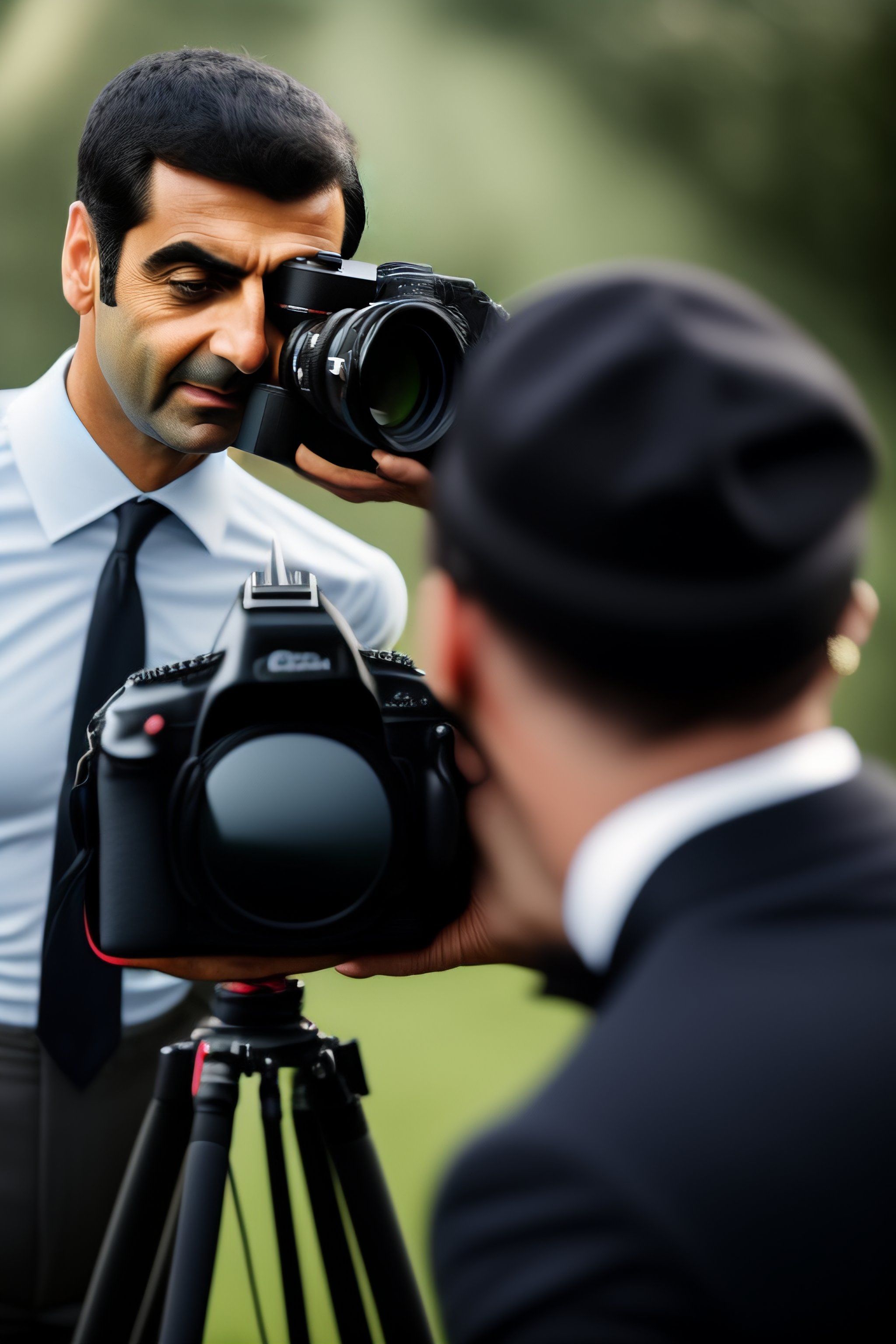 Lexica - Create an image of a cameraman standing behind a video camera ...