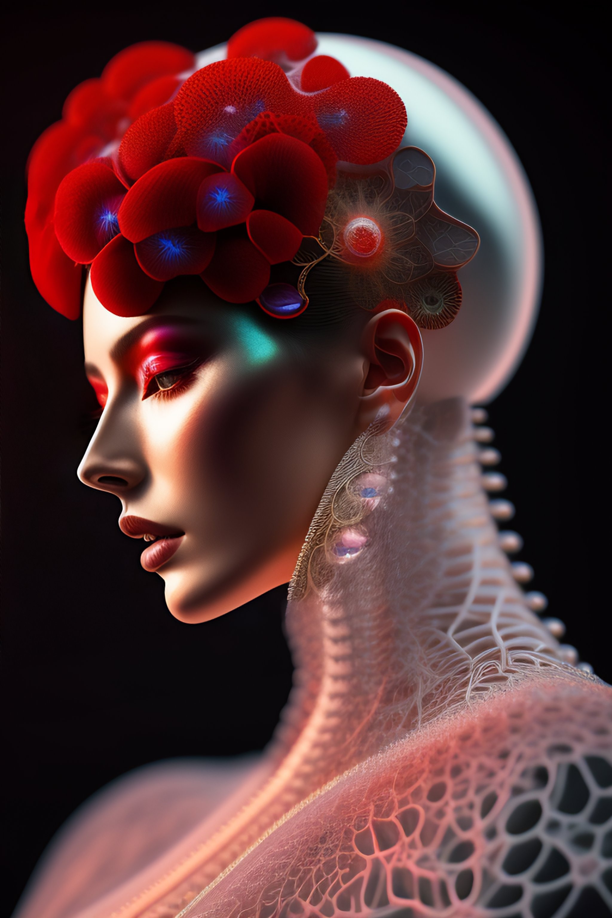 Lexica - Complex 3d render ultra detailed of a beautiful profile face ...