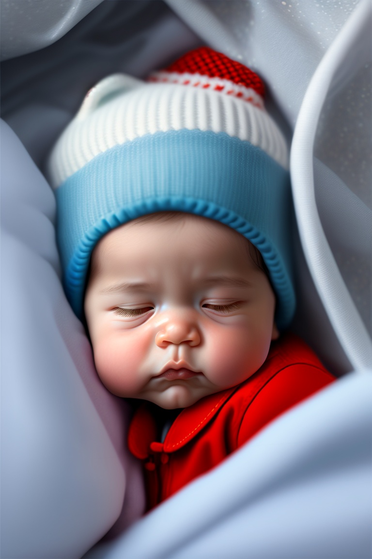 Lexica - A small baby, just born, his face is red and wet. crying ...