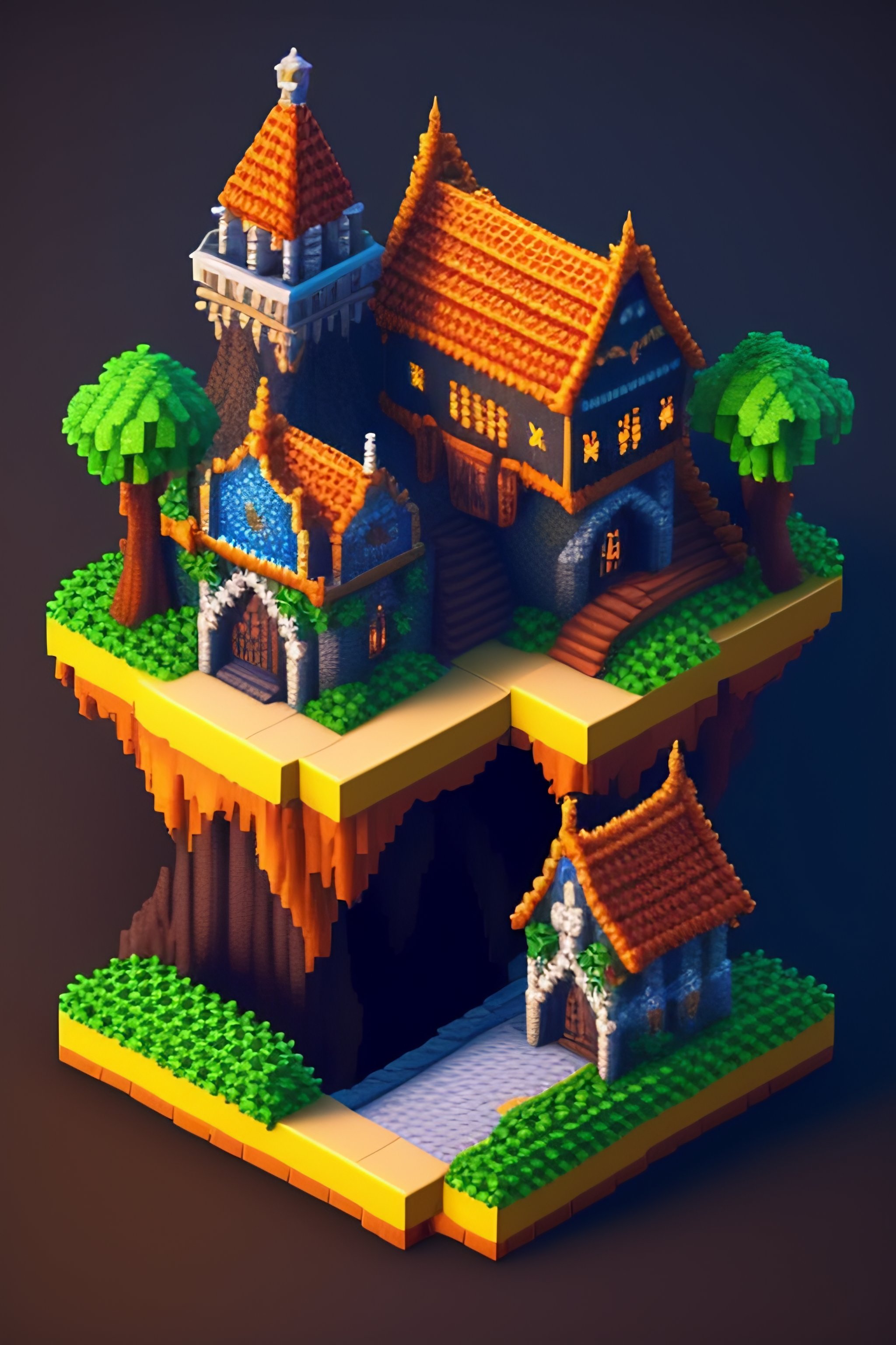 Lexica - Detailed isometric hogwarts, videogame, pixel art, unreal engine voxel render