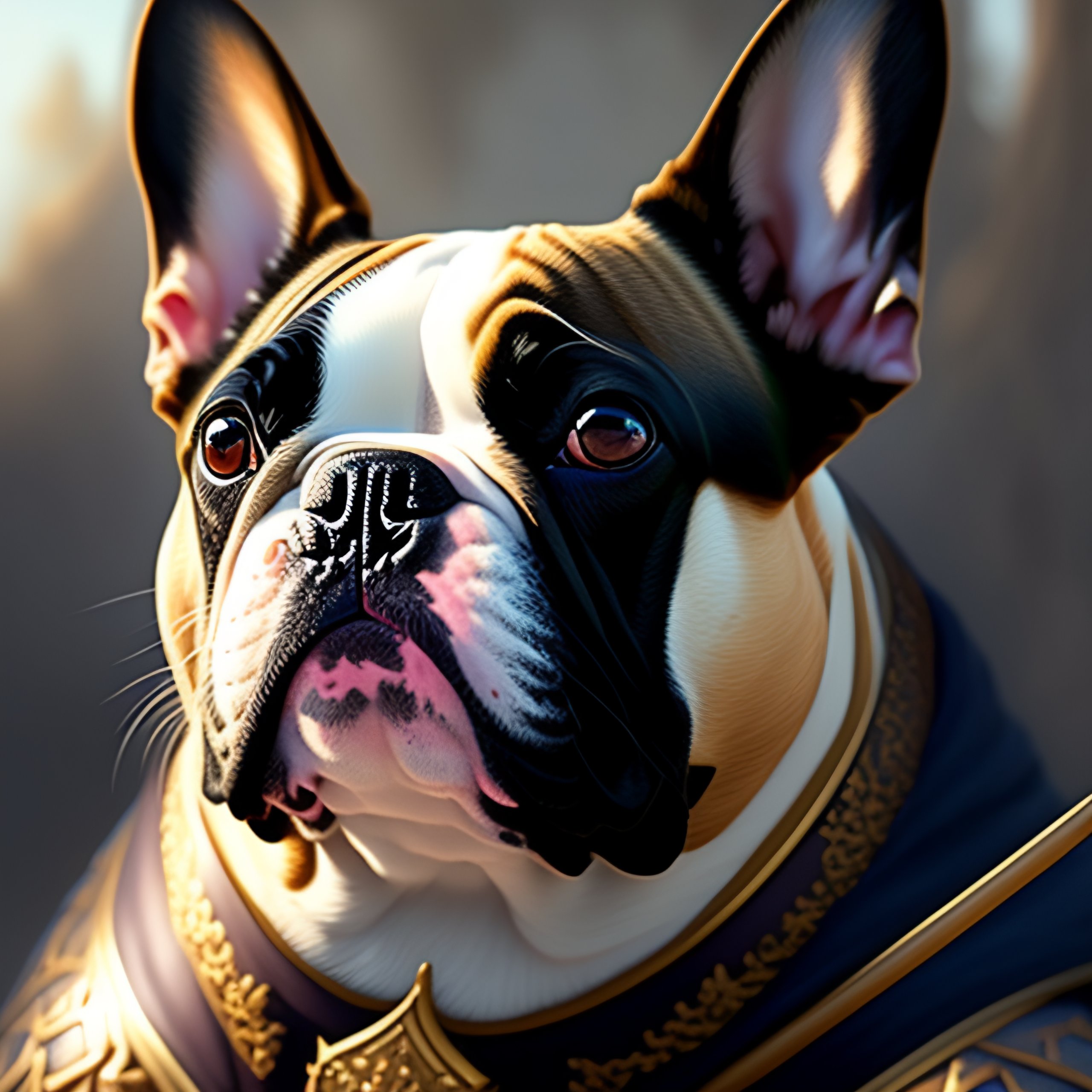 Lexica - A detailed portrait of french bulldog in armor with long magic ...