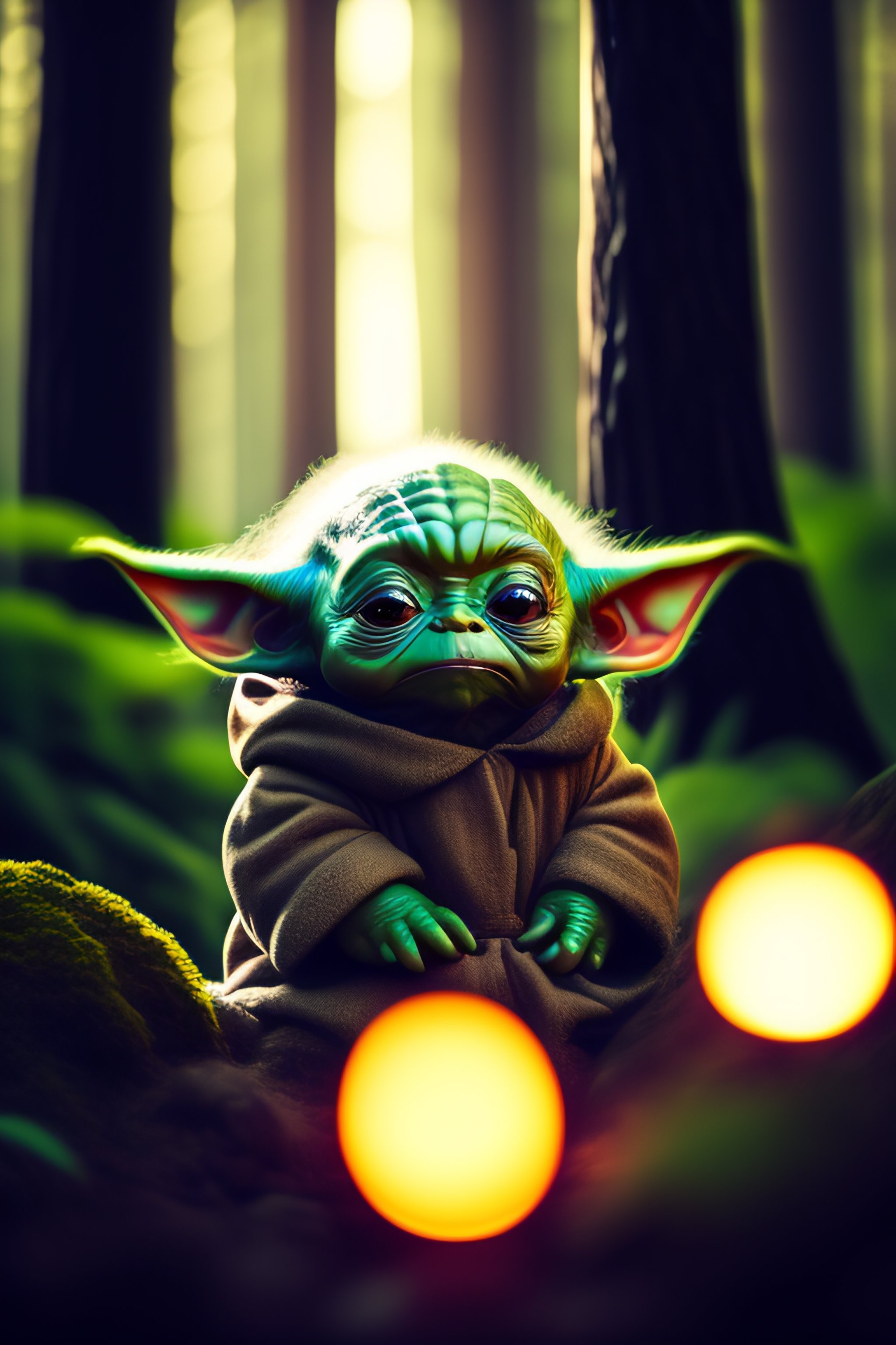 Lexica - Star wars baby yoda in the forest, photorealistic, cinematic ...