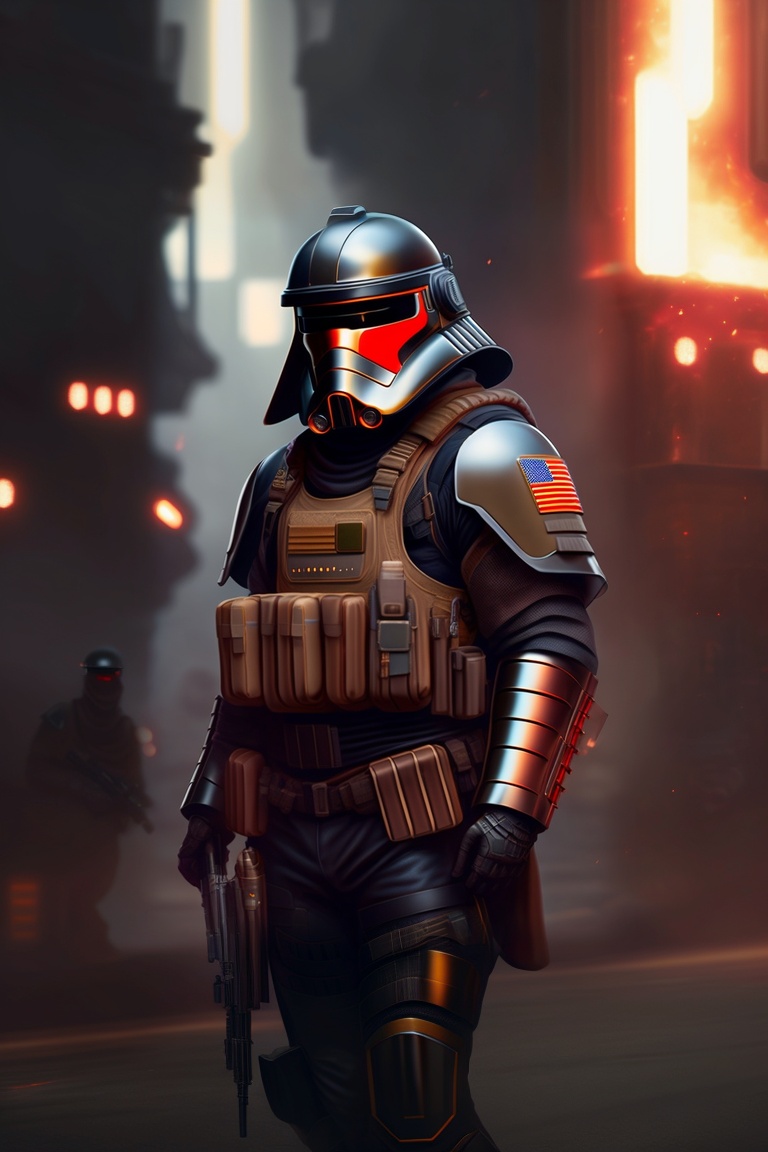 Lexica - A hired mercenary, with military body armour, in a dark ally ...