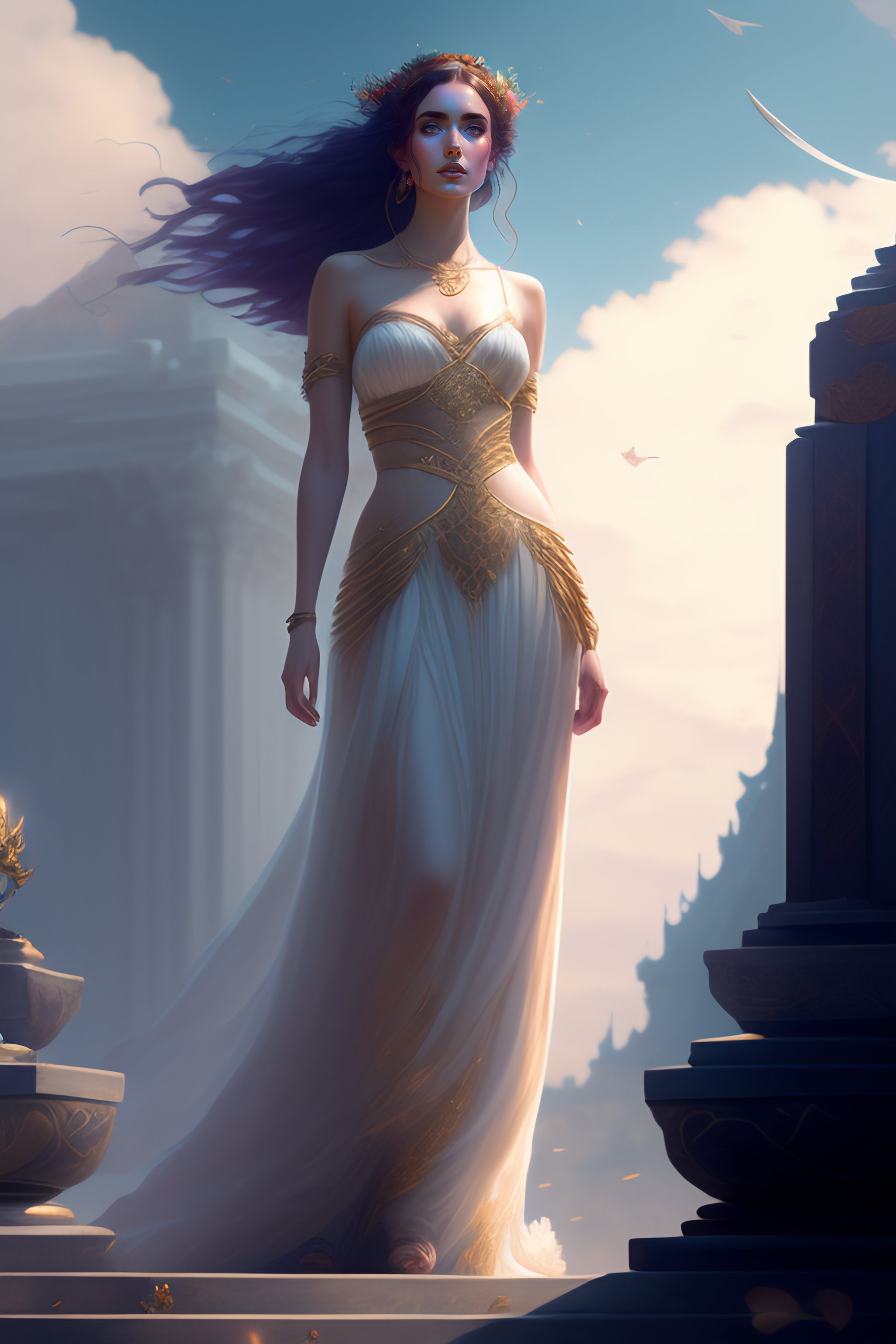 Lexica - Highly detailed full body of Lily Collins as a Eurydice Greek ...