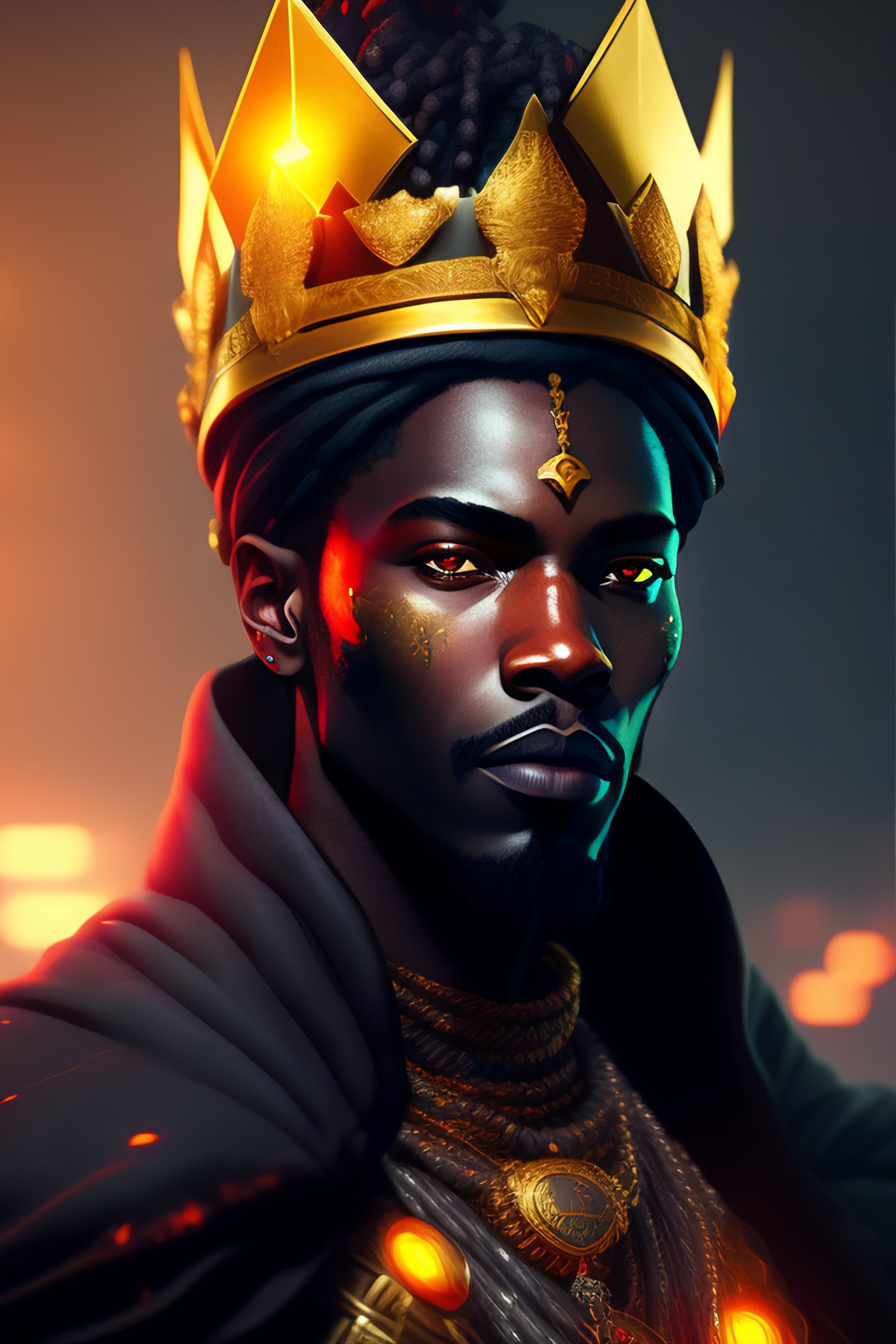 Lexica - A dark and ominous african moor with glowing eyes and a golden ...