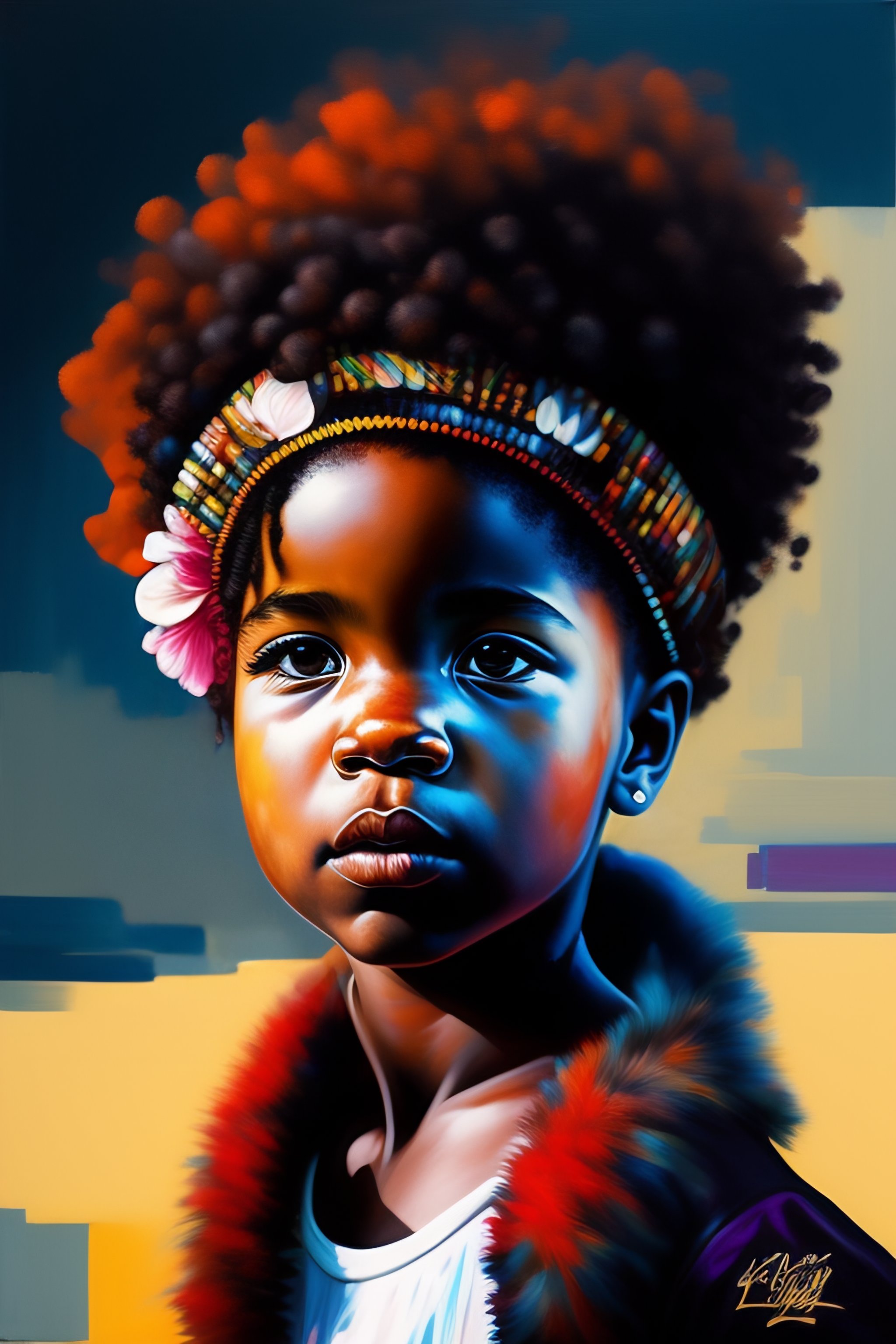 Lexica - Abstract Painting of Beautiful African American Child in the ...