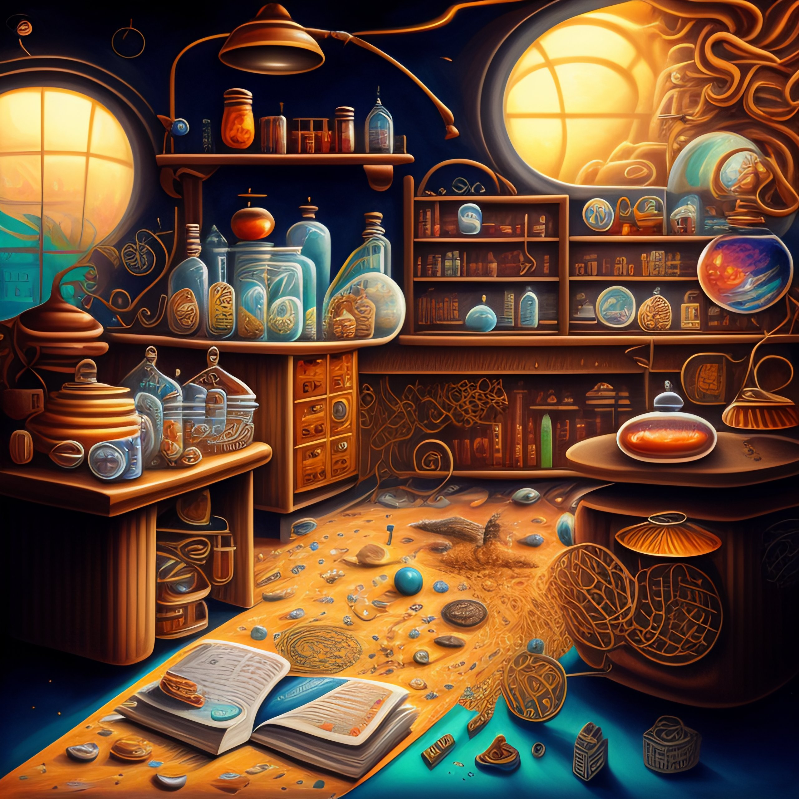Lexica - Messy surreal hand-drawn painting of a chaotic laboratory with ...