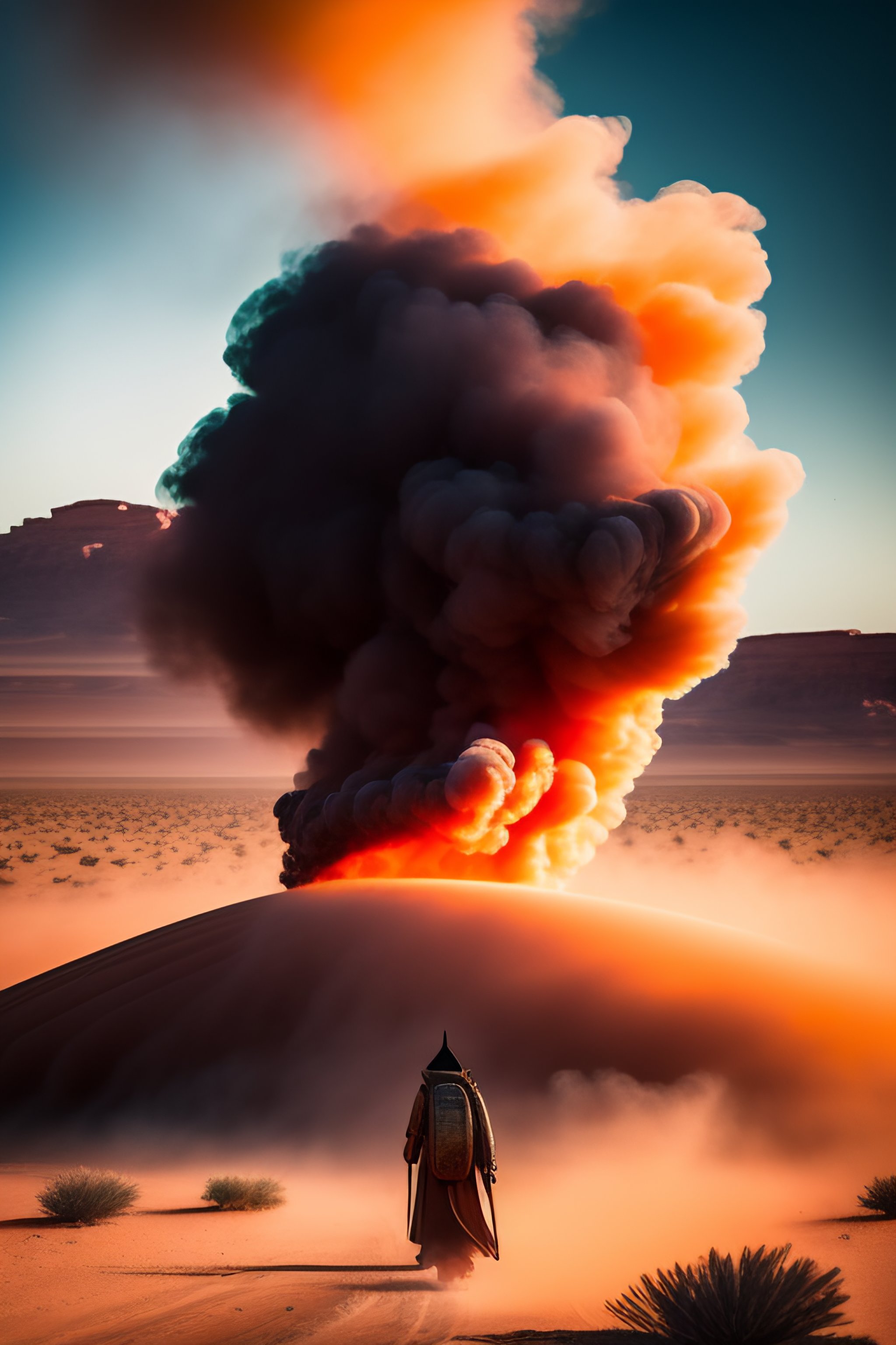 Lexica - Smoke demon in the desert, thick swirling smoke, mist ...