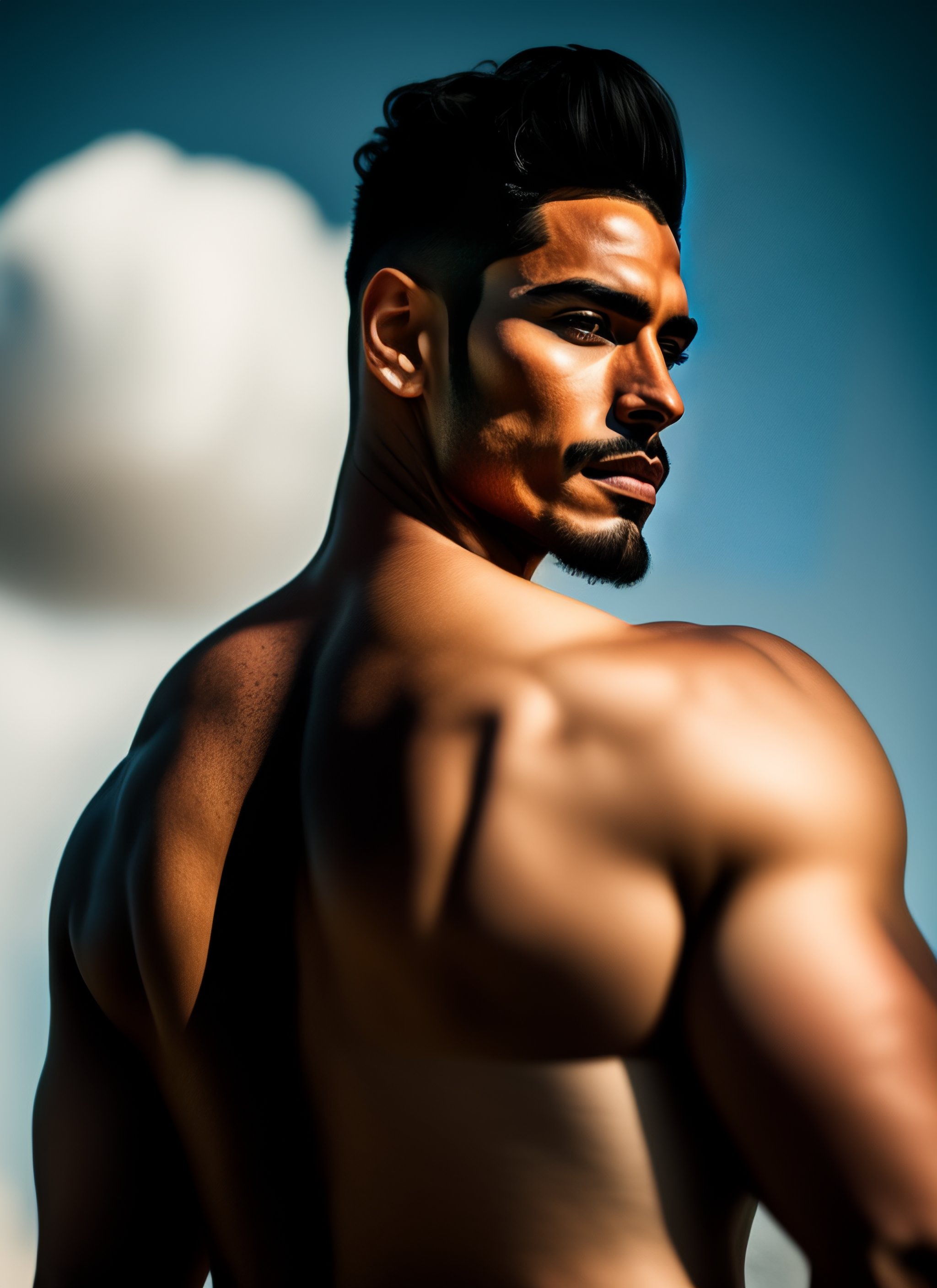 Lexica - Attractive fit latino man wearing a tank top under a hot ...