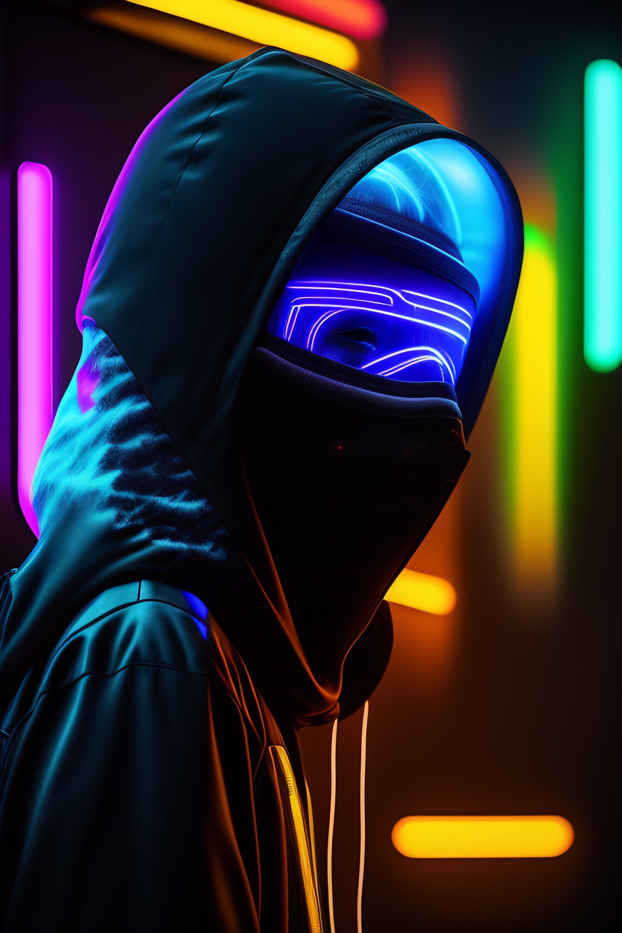 Lexica - Boy wearing black mask, DMT, hyper glow, anonymous, hacker ...