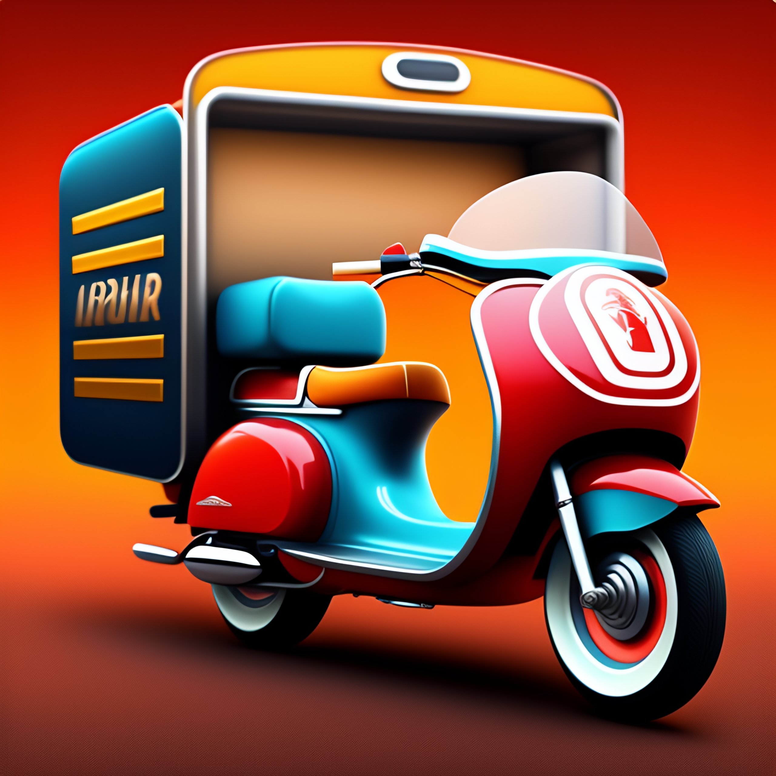 Lexica - App icon of a delivery bike, ios, featured, appstore