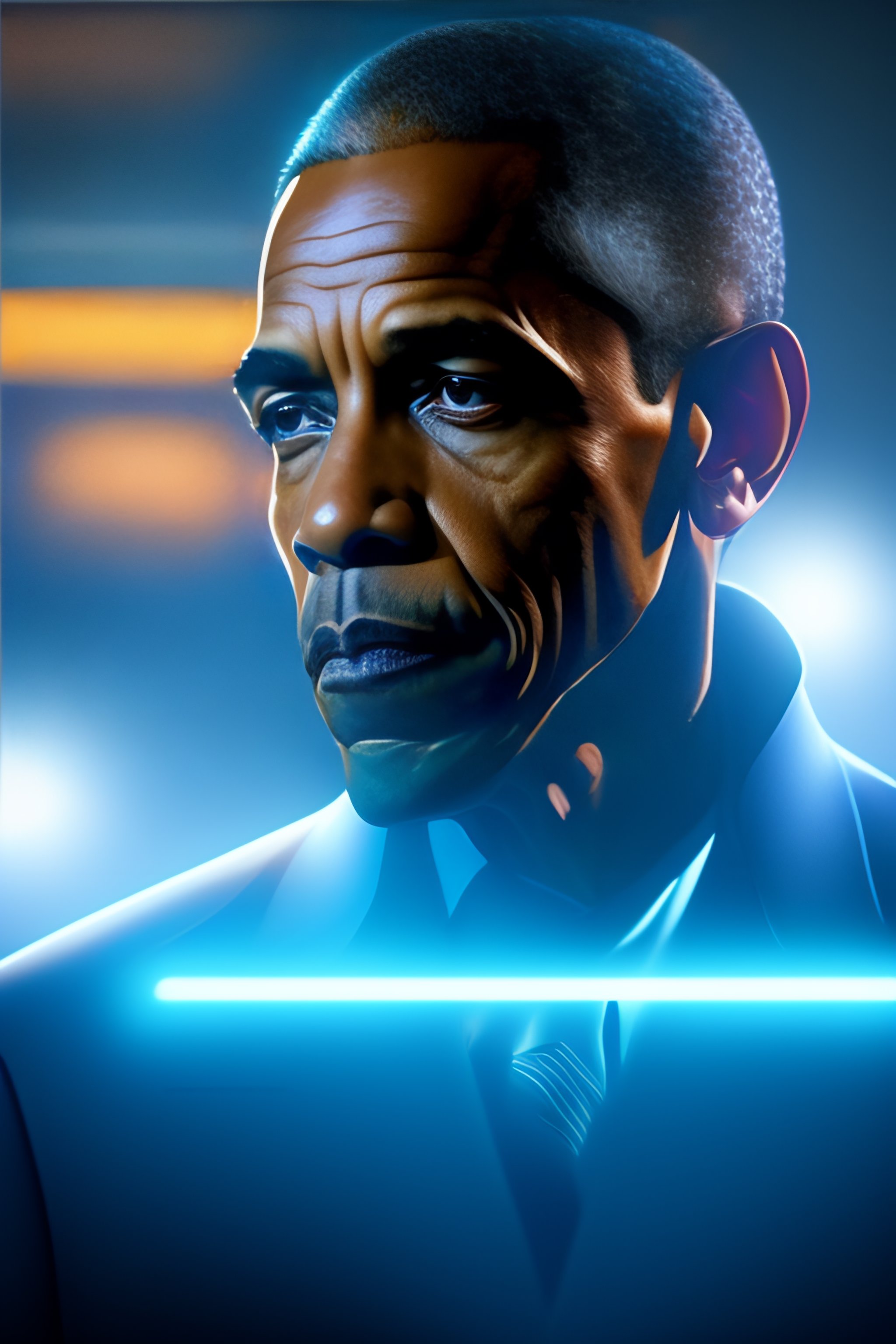 Lexica - Barrack obama cosplaying as Gendo Ikari, key lighting, soft ...