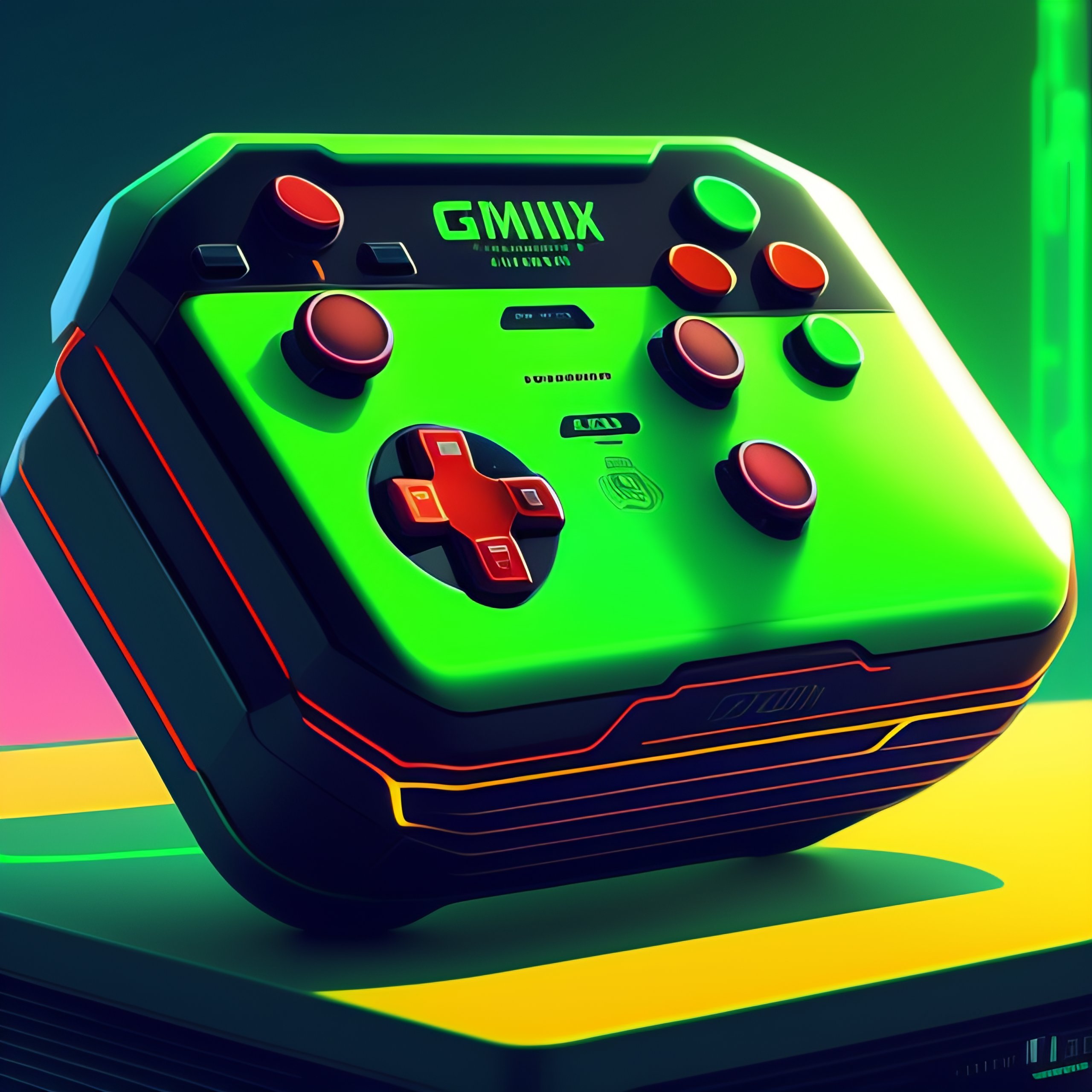 Lexica - A futuristic gaming console, style of laurie greasley, james ...