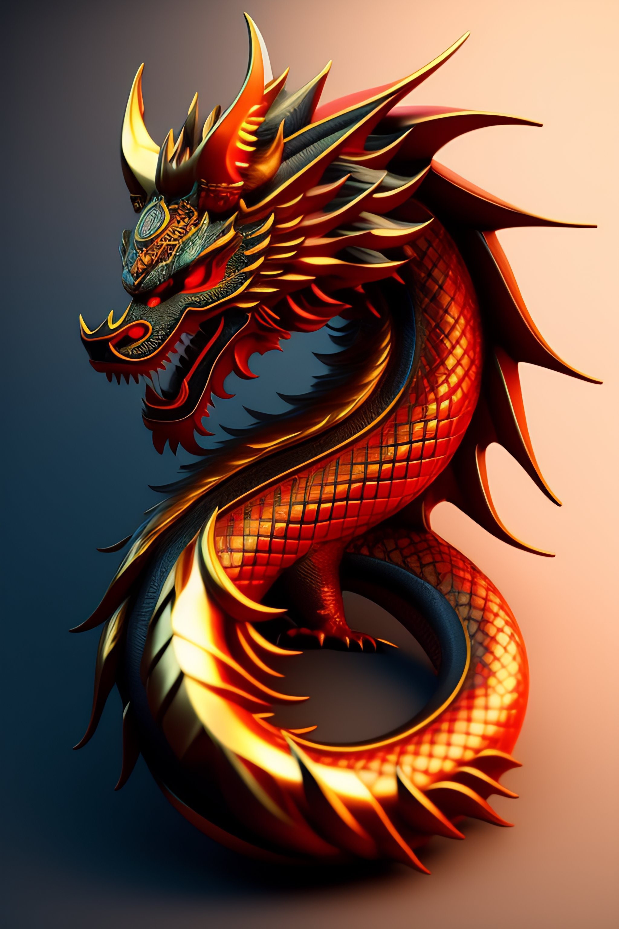 Lexica - A tribal Chinese dragon tattoo by Eiichiro Oda, low poly ...