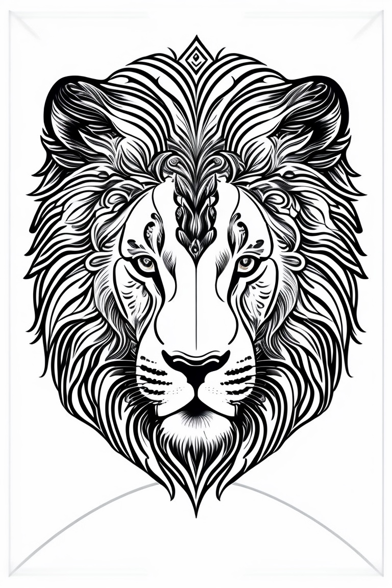 Lexica - Symmetry, lion head and only facing front with intense angry ...