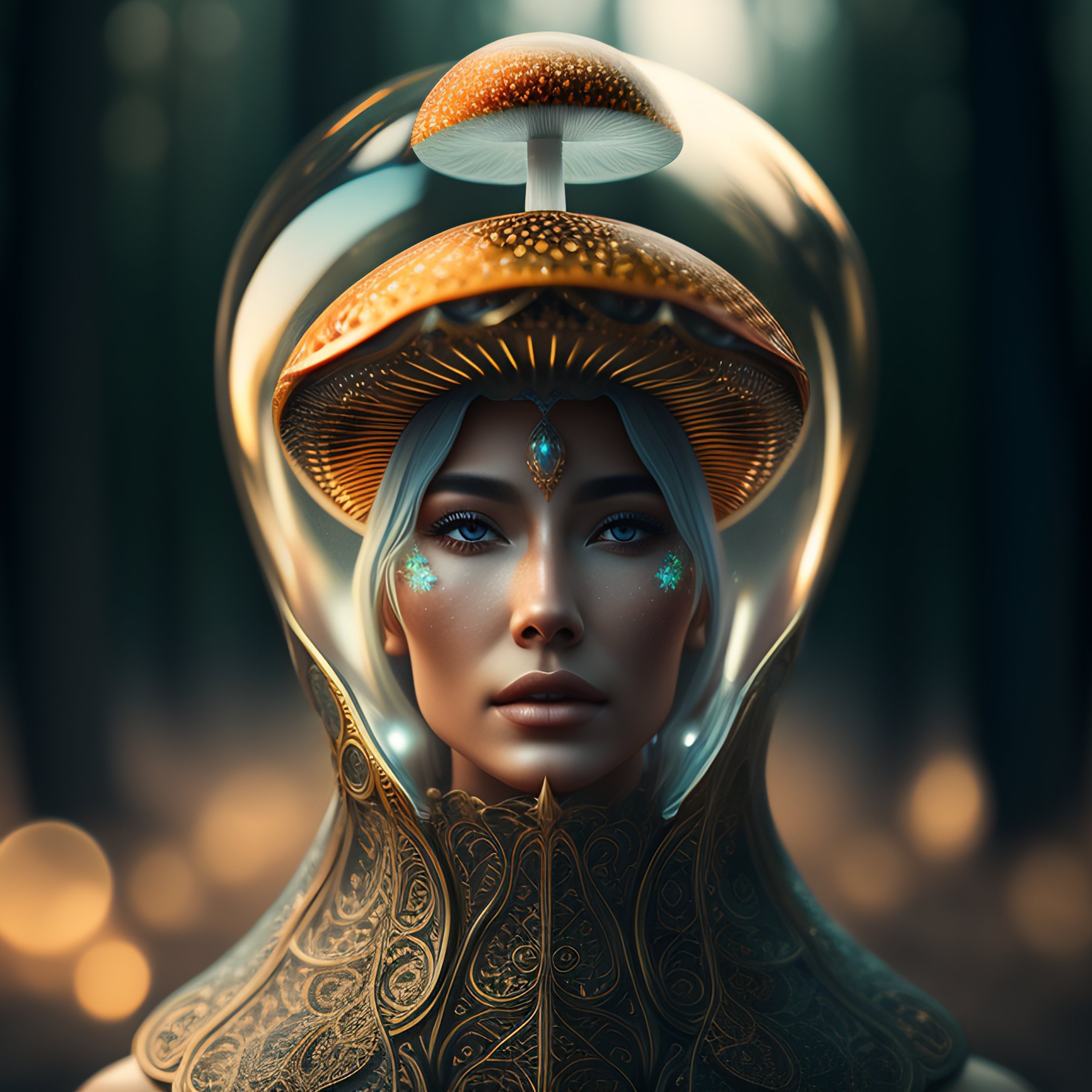 Lexica - Layered transparency of human inside with mushroom hybrid ...