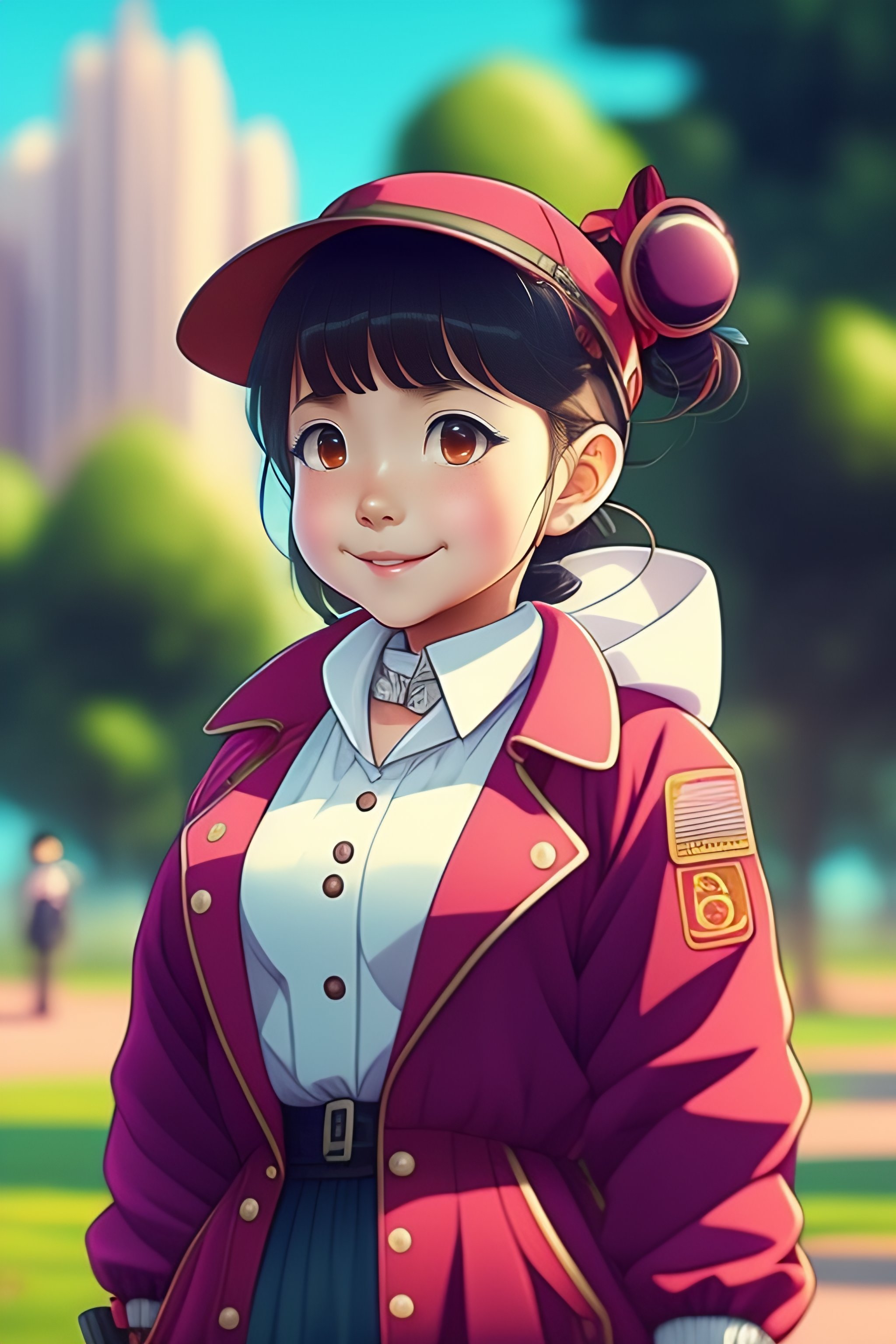 Lexica - A 10 year old girl smiling playing in a park in the style of ...