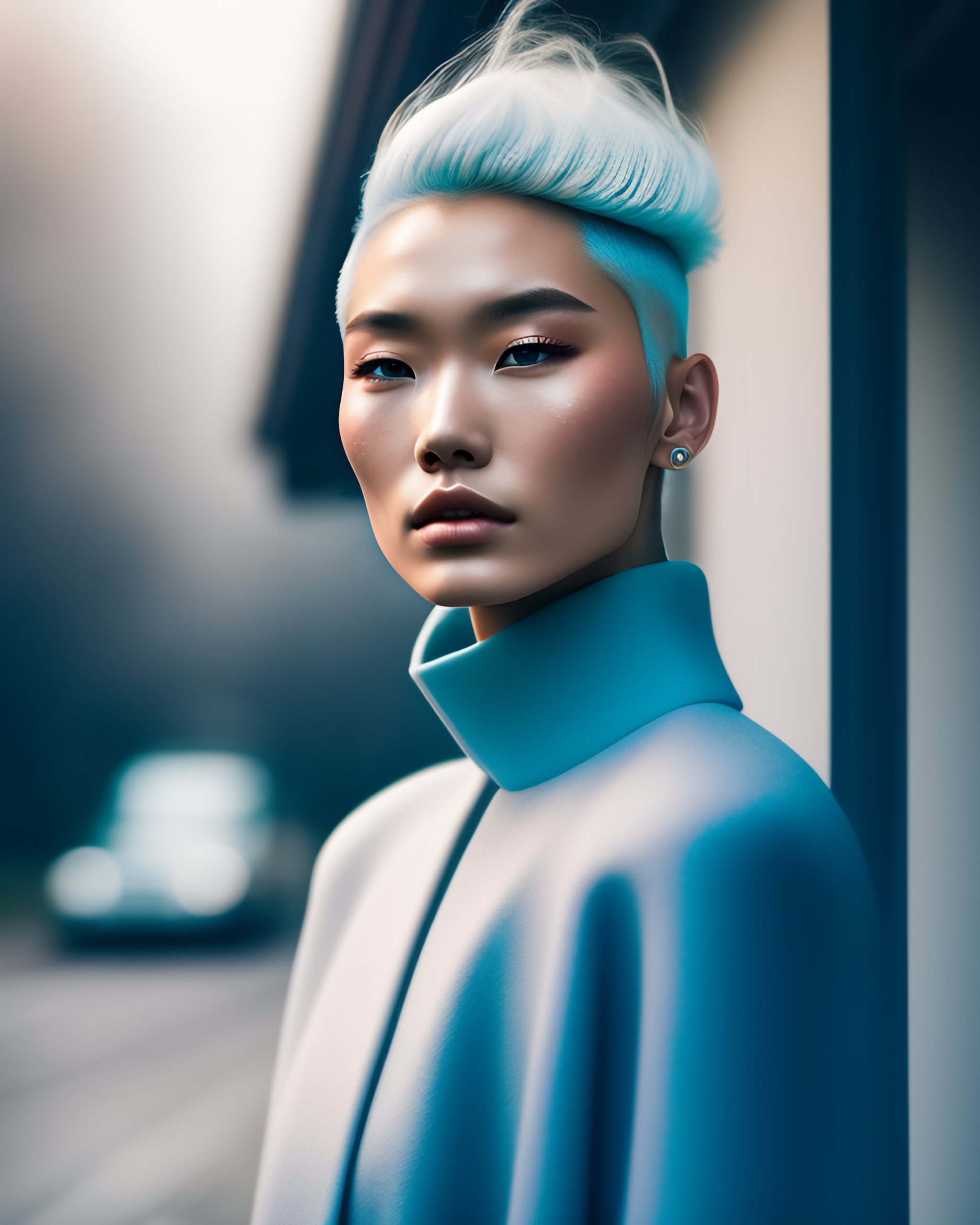 Lexica - Portrait of haute couture beautiful blond Asian fashion model ...