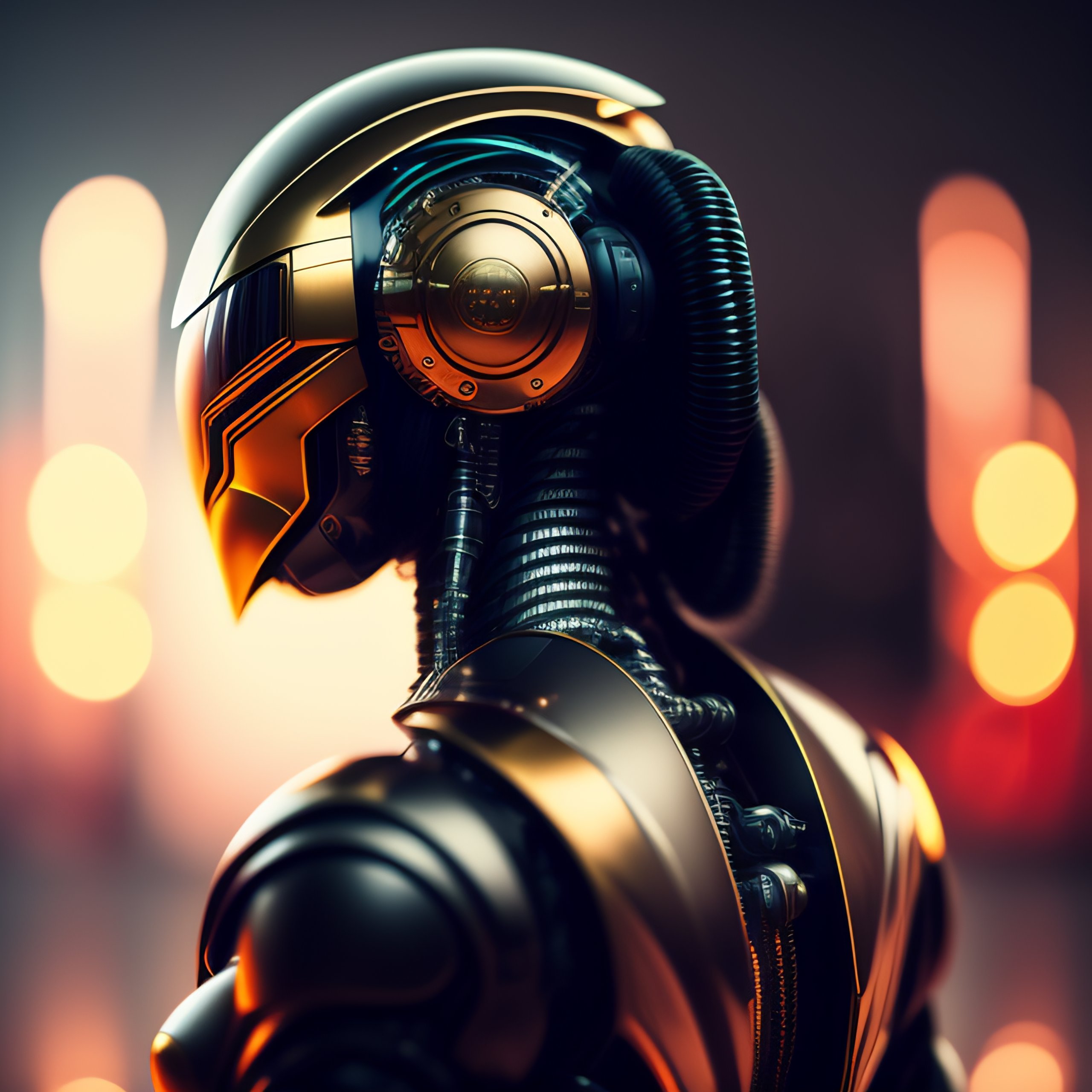 Lexica - Techno magic robot, side portrait, realistic, half body shot ...