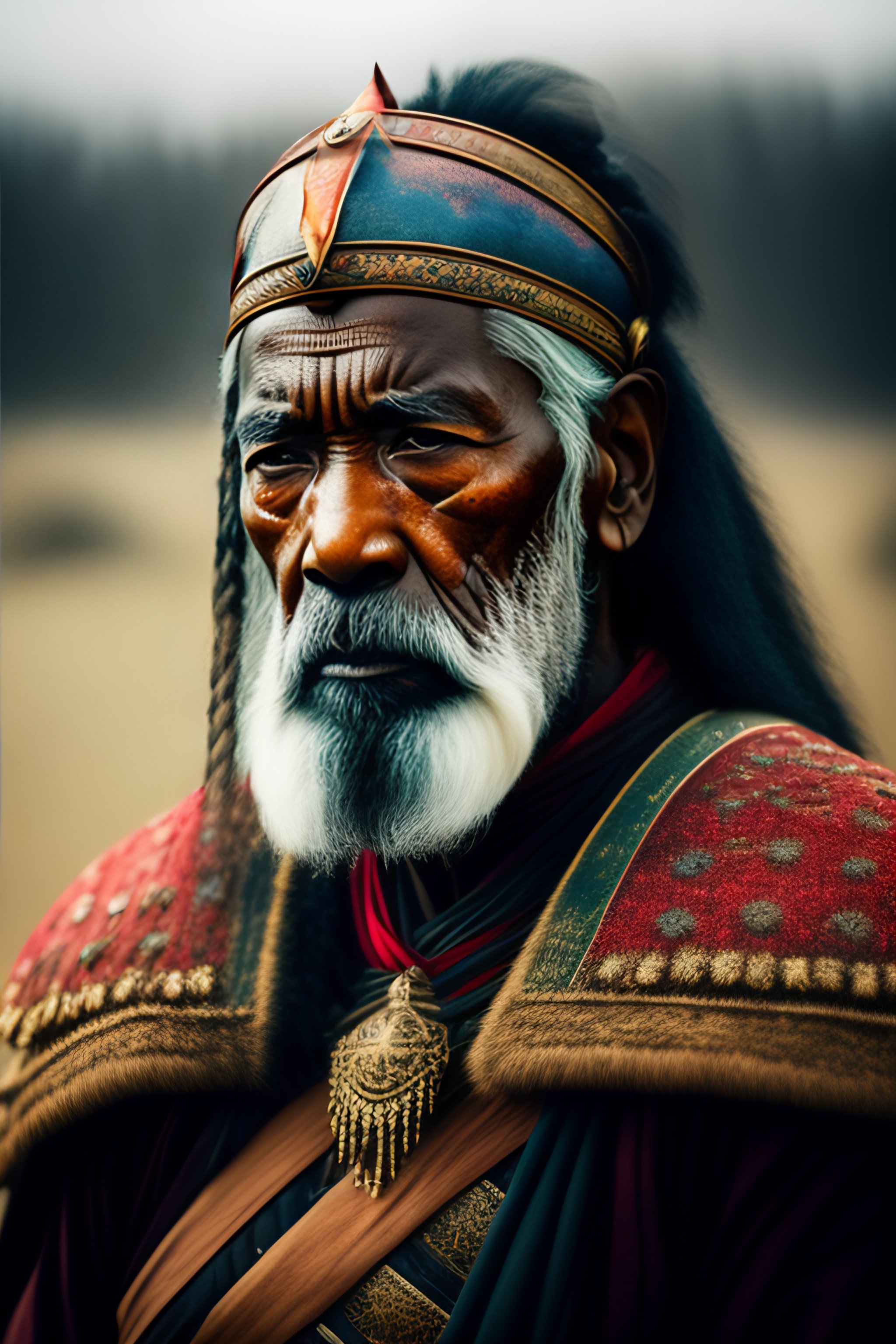 Lexica - Portrait of a weathered warrior