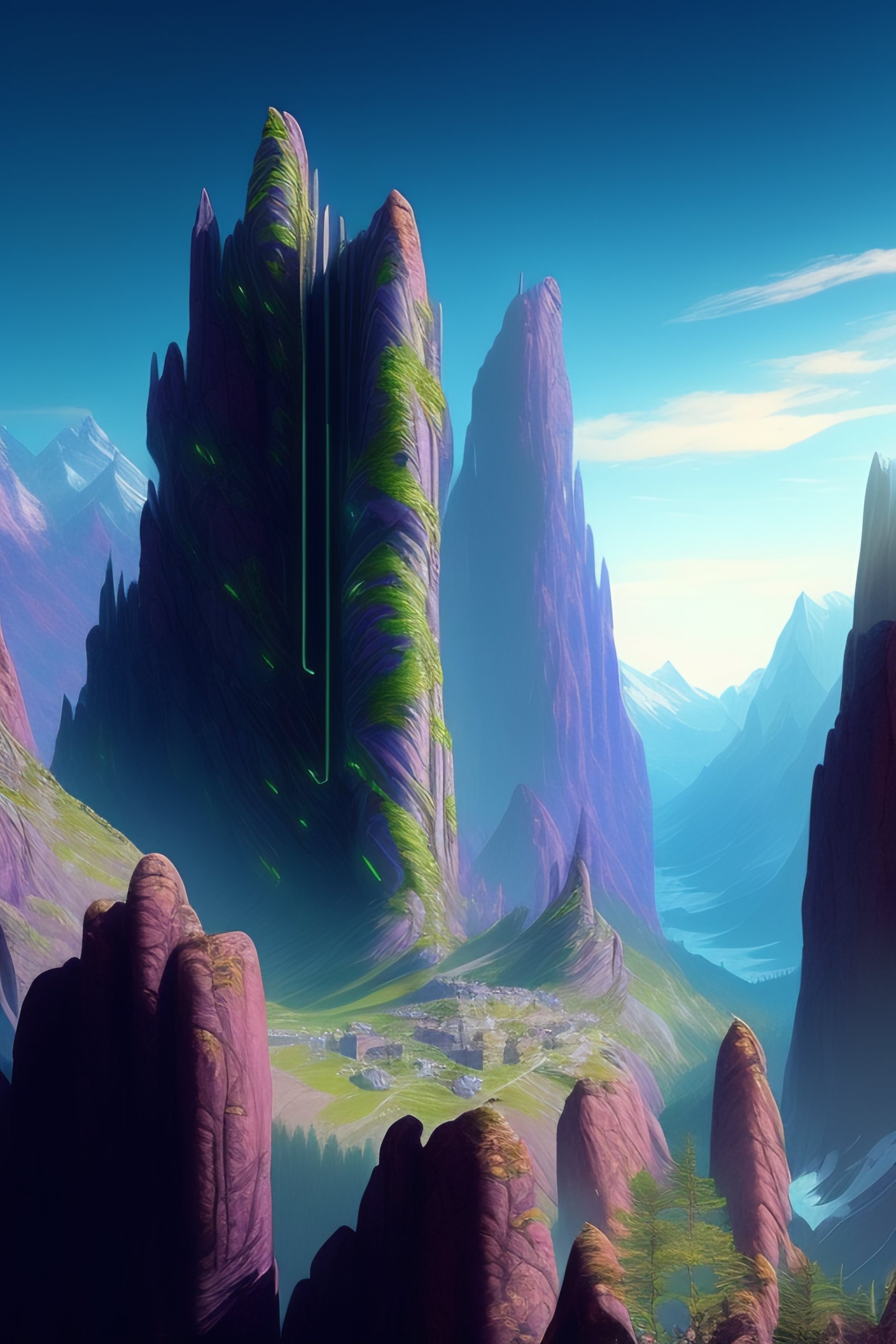 Lexica - Nestled high in the rocky mountains, the green-purple hyper ...