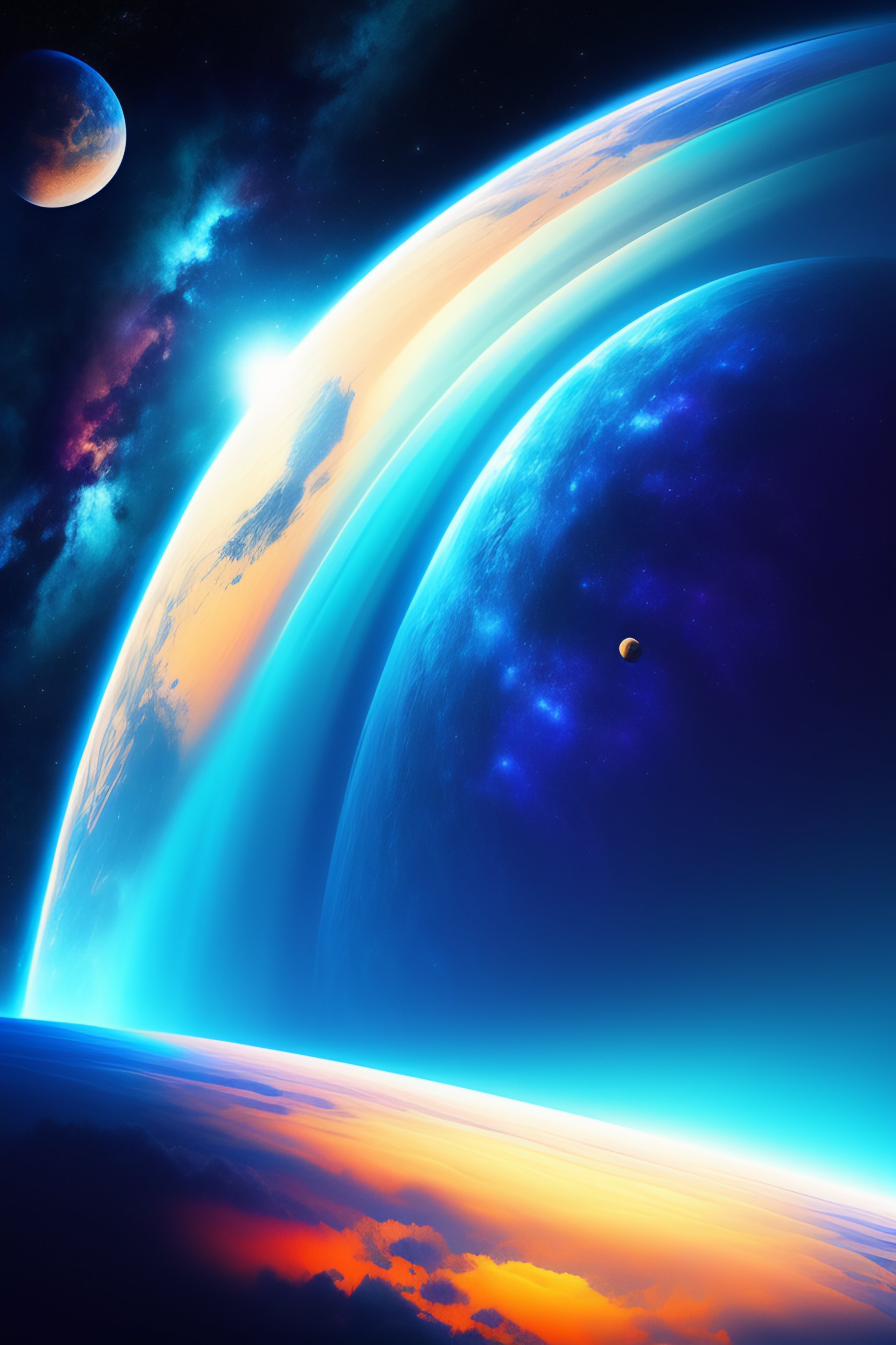 Lexica - Anime space planets blue