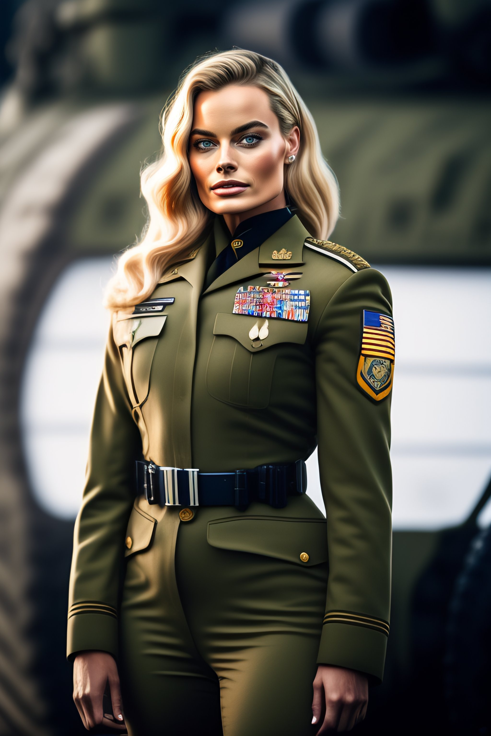 Lexica - Margot Robbie as a female military officer, realistic detailed ...