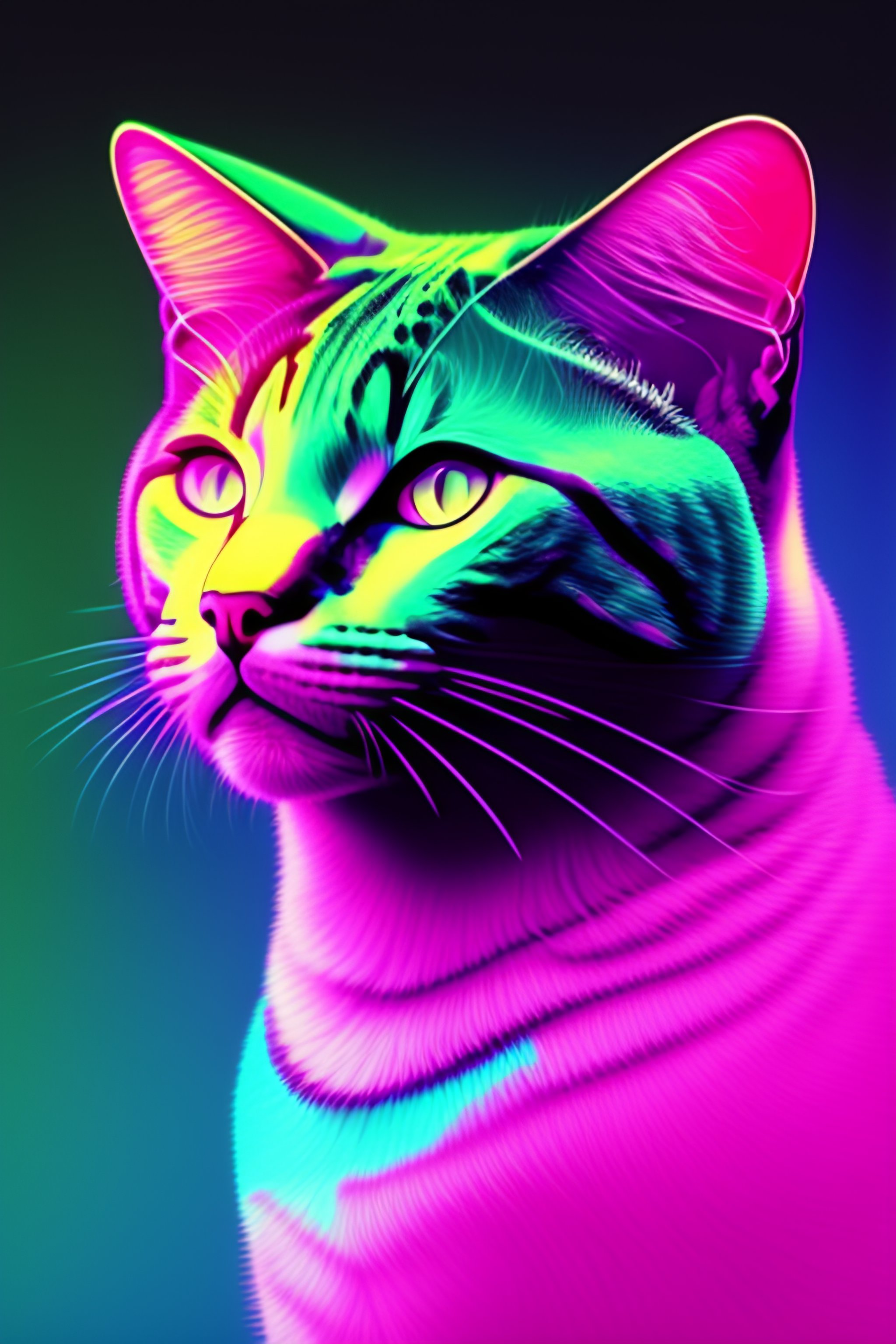Lexica - Tshirt vector, 80s retrowave cat, vivid, pink and blue ...