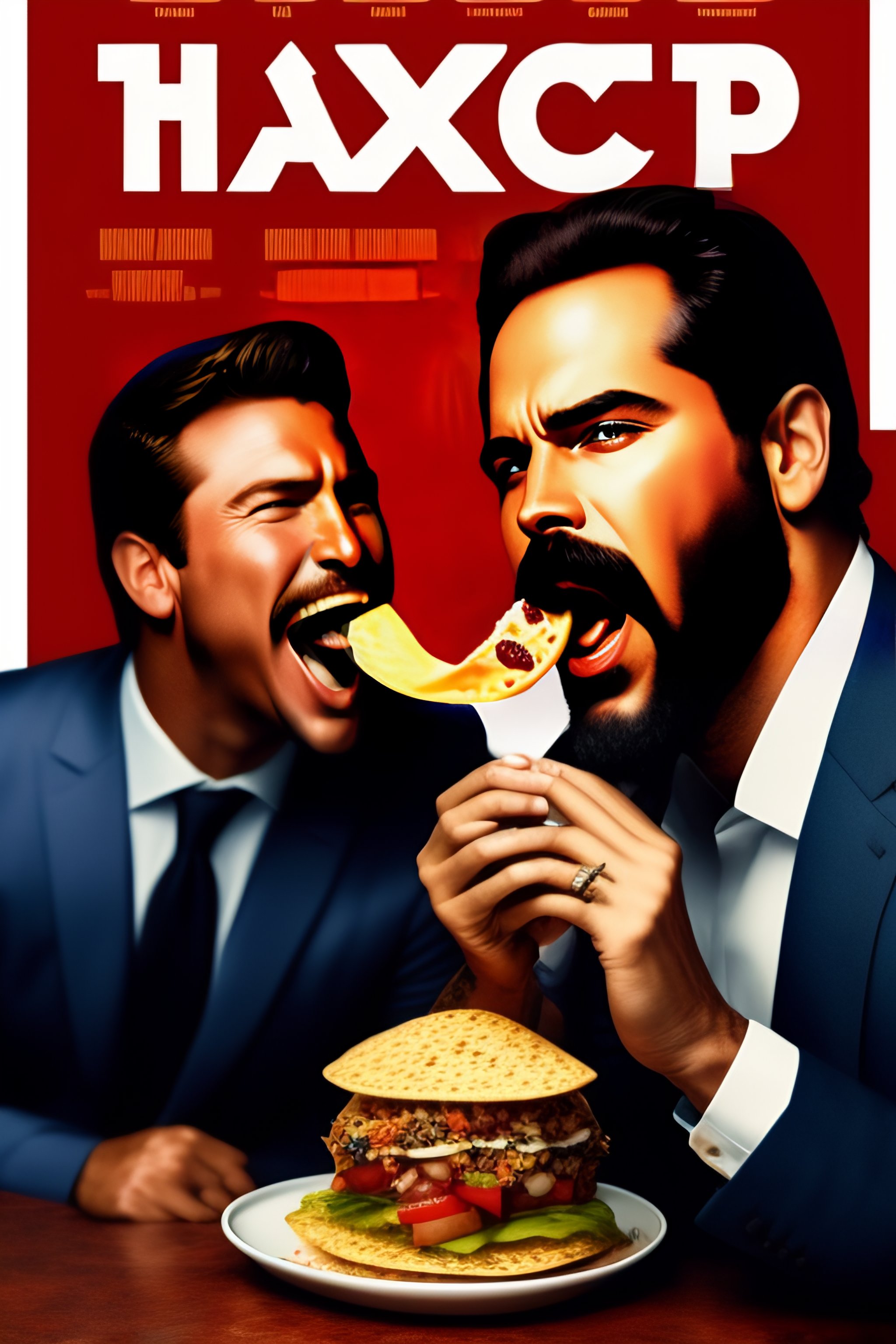 Lexica - Movie poster of two white man with beard eating a taco in ...