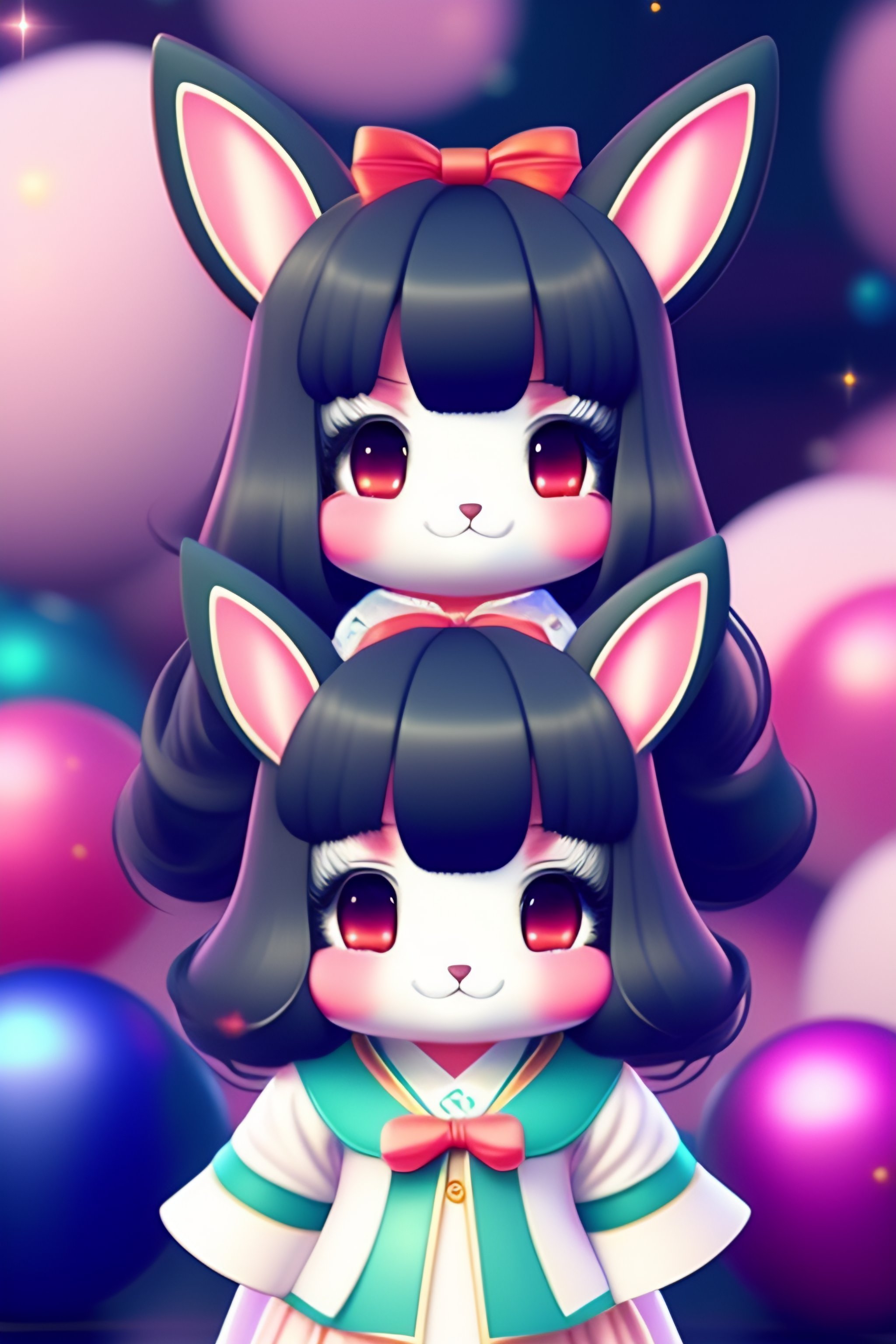 Lexica - Cute Rabbit Japanese kawaii style. at an virtual idol concert