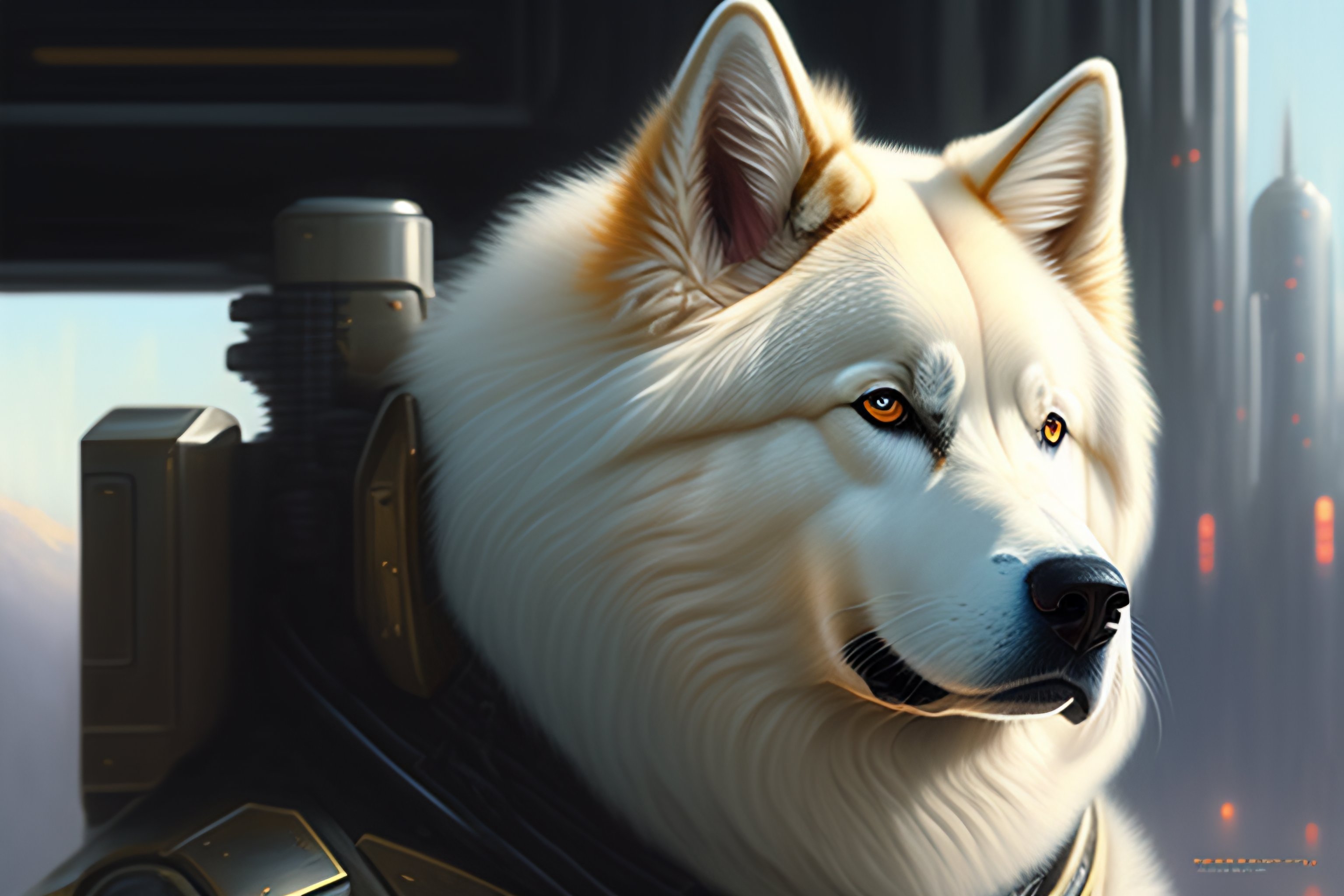 Lexica - A Samoyed Dog as the doomslayer, realistic scifi cyberpunk ...